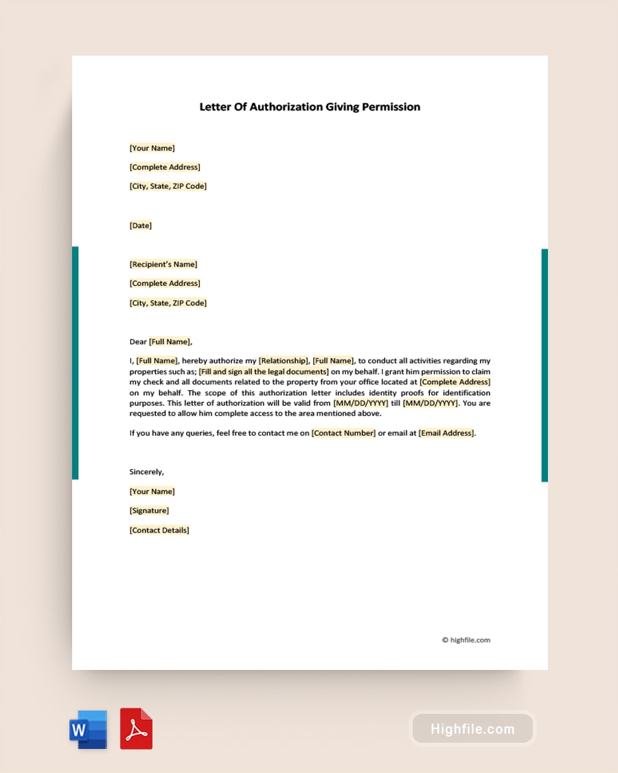 Permission Letter of Authorization from Property Owner - Word | PDF ... Permission Letter of Authorization from Property Owner - Word | PDF ...