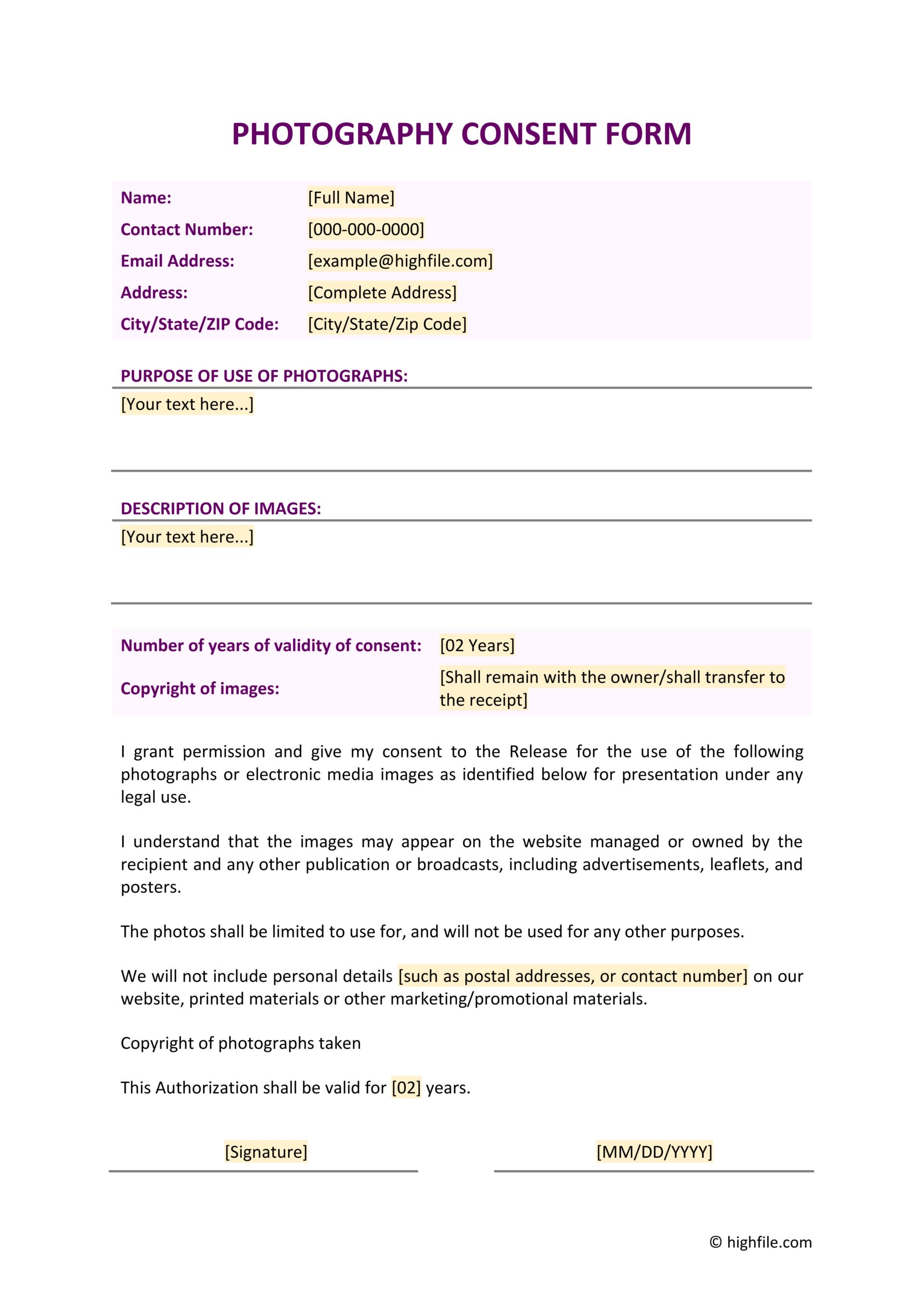 Free Photo Consent Form - PDF | Word | Google Docs - HighFile