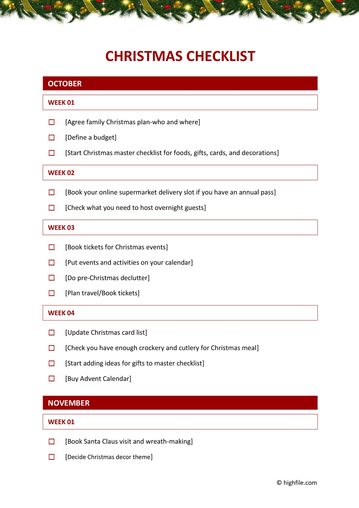 The Ultimate Christmas Checklist - Word | PDF | Google Docs