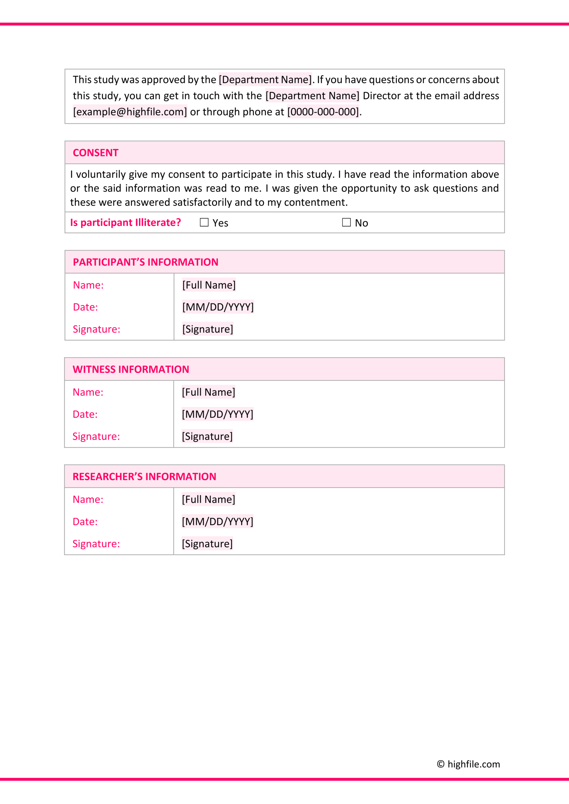 Informed Consent Form Template - Word | PDF | Docs - Highfile.com