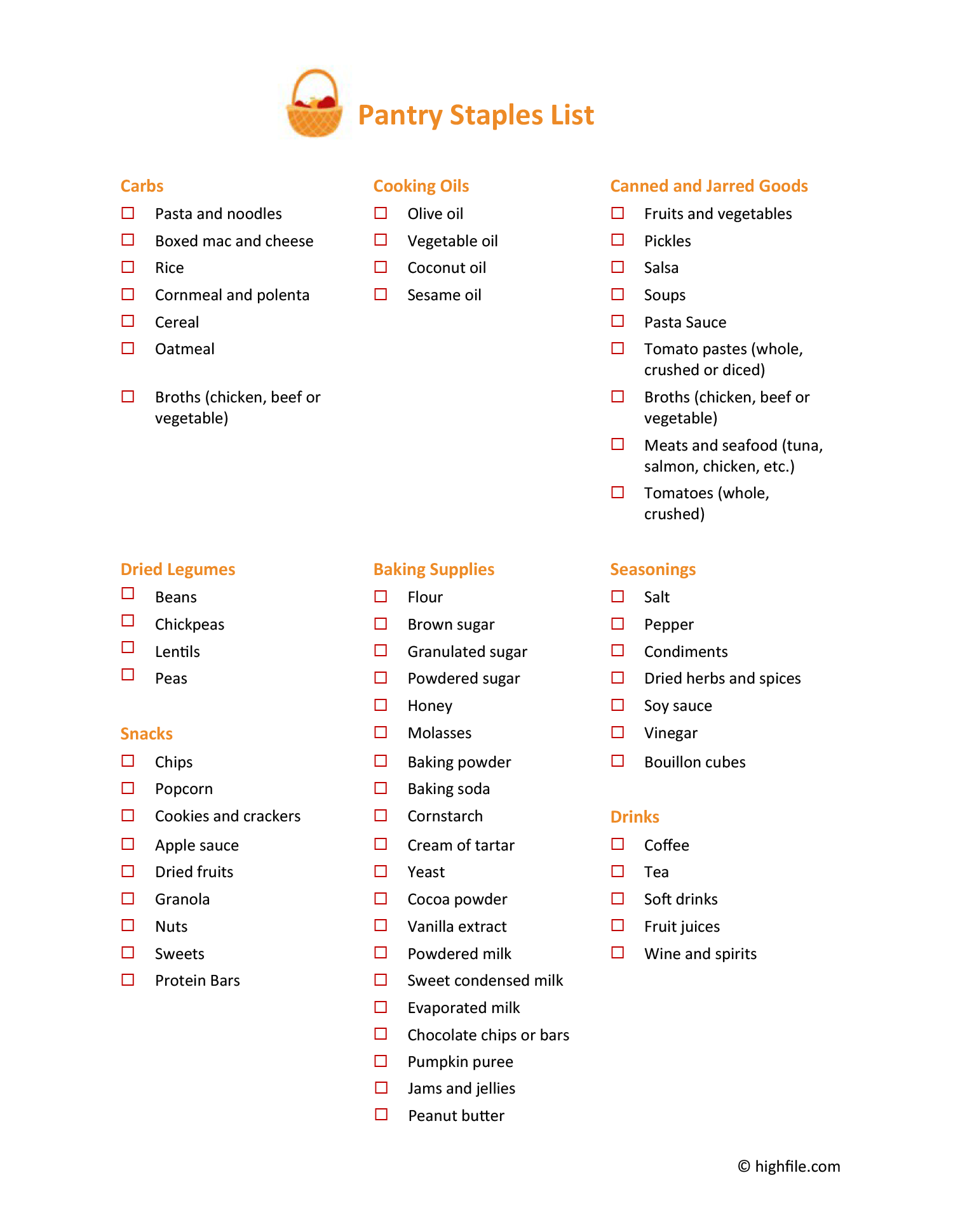 Pantry Staples List - Word | PDF | Google Docs - Highfile