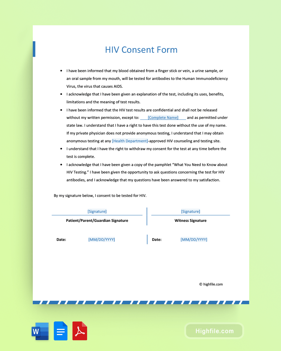 HIV Consent Form - Highfile