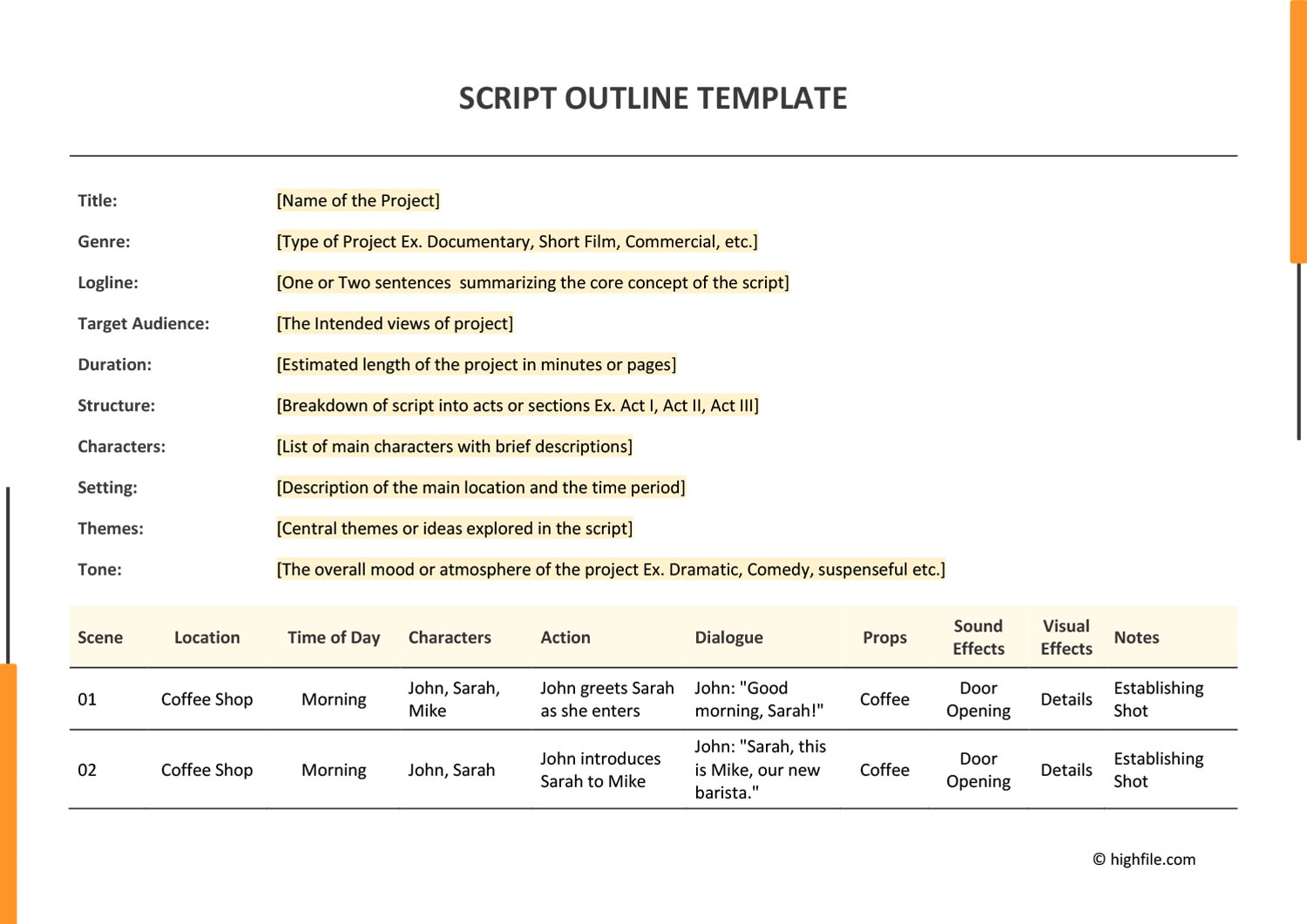 Script Outline Template Highfile