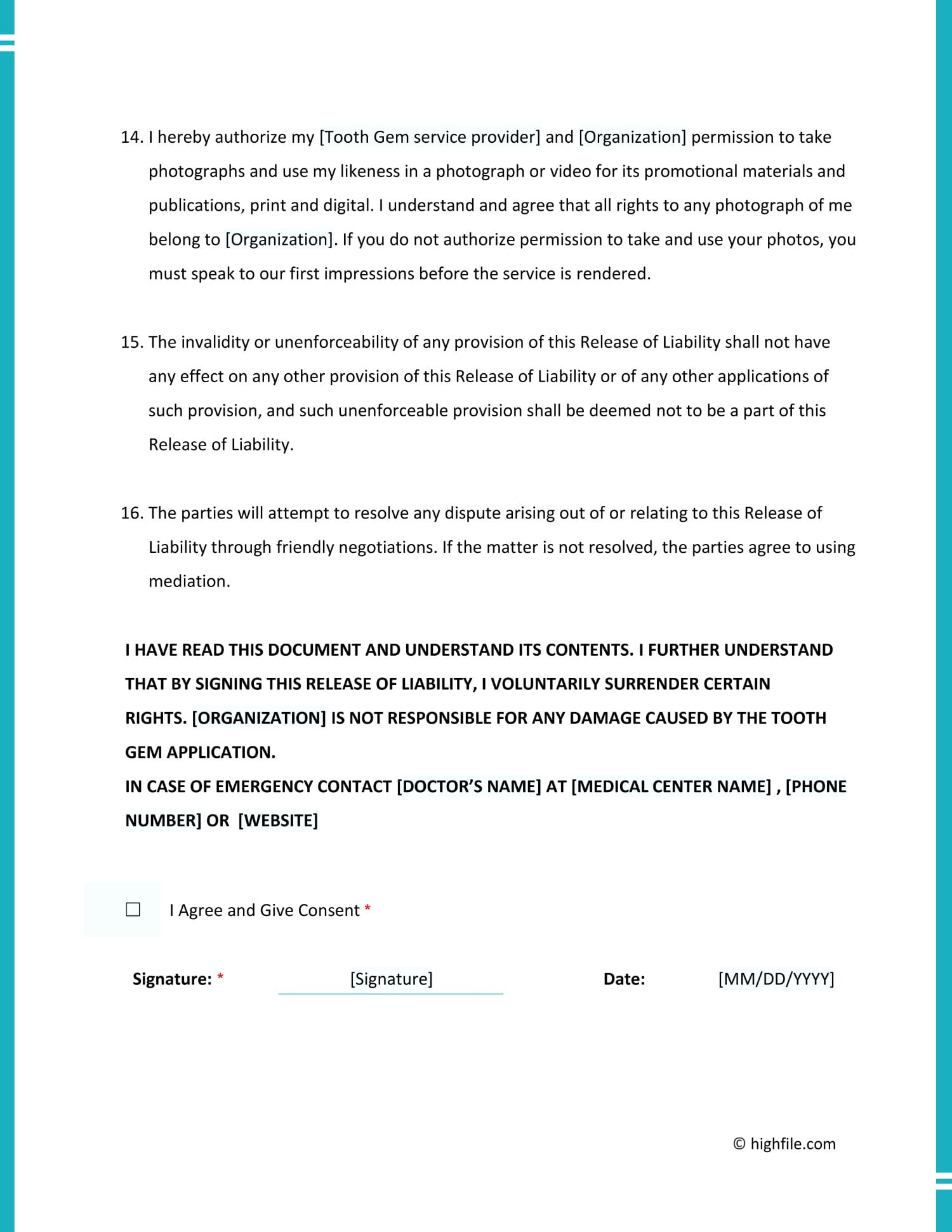 Tooth Gem Consent Form - Word | PDF | Google Docs