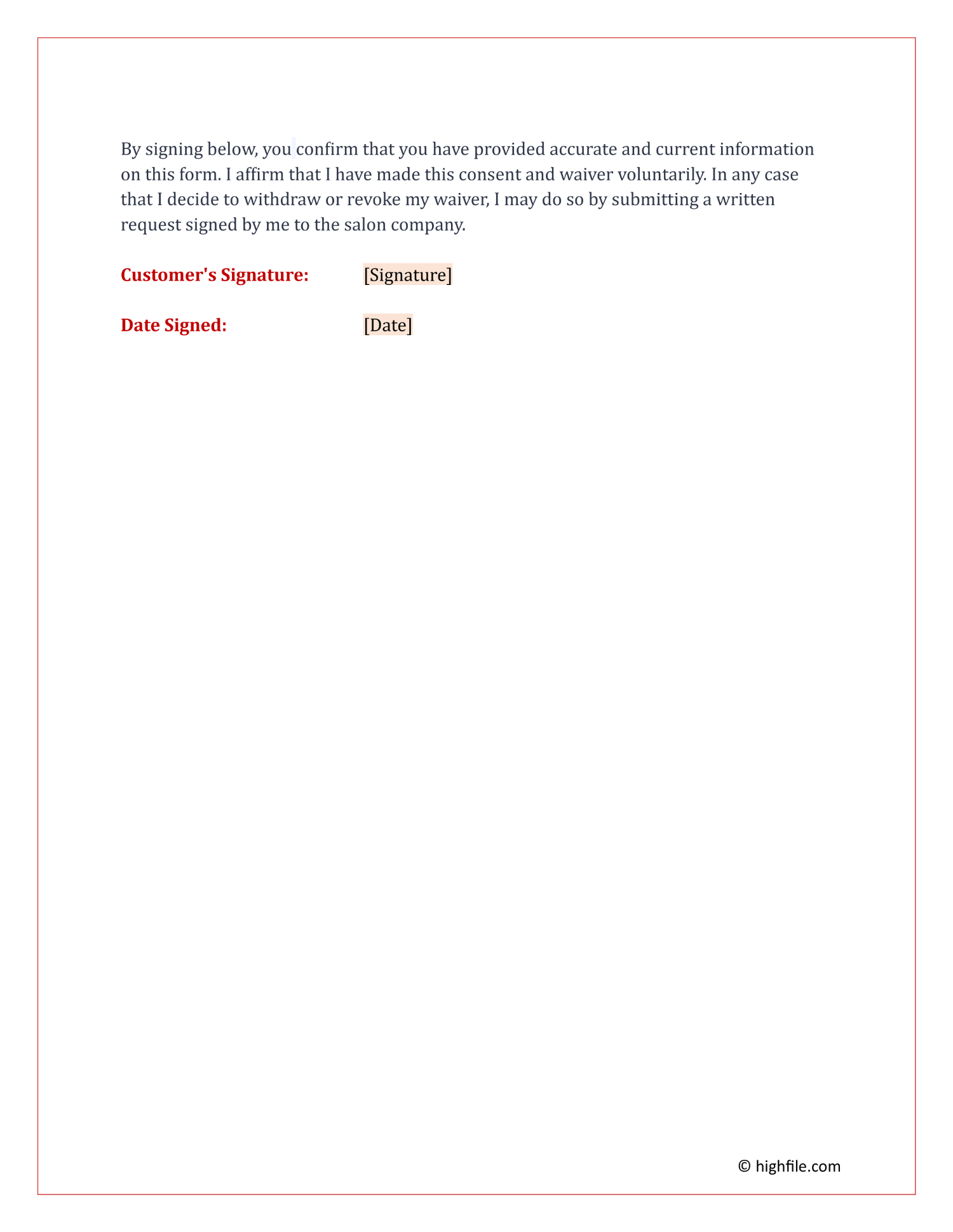 Nail Technician Consent Form Template - Google Docs | Word | PDF - Highfile Nail Technician Consent Form Template - Google Docs | Word | PDF - Highfile