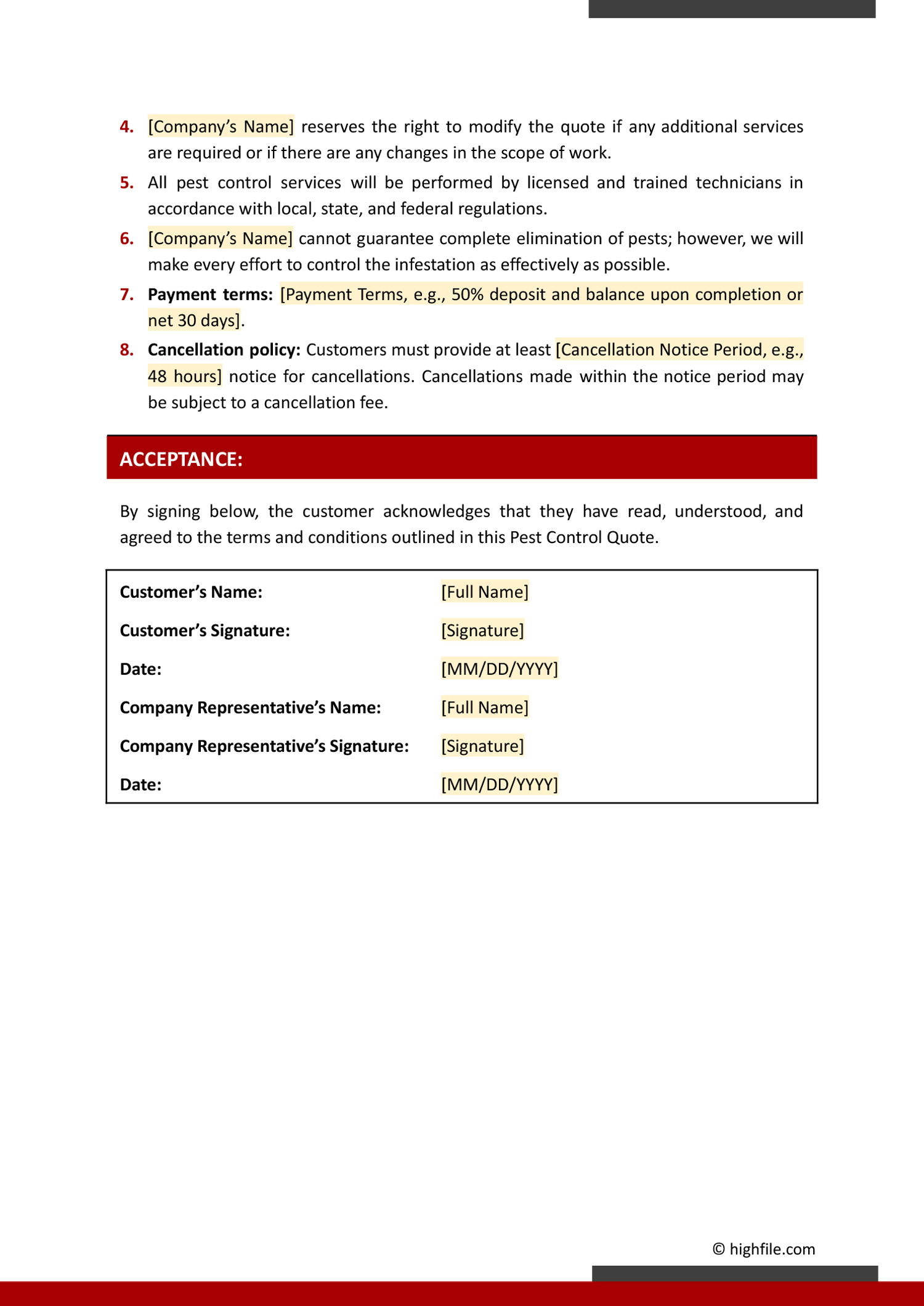 Pest Control Quote Template - Word | Excel | PDF | Google Docs | Google ...