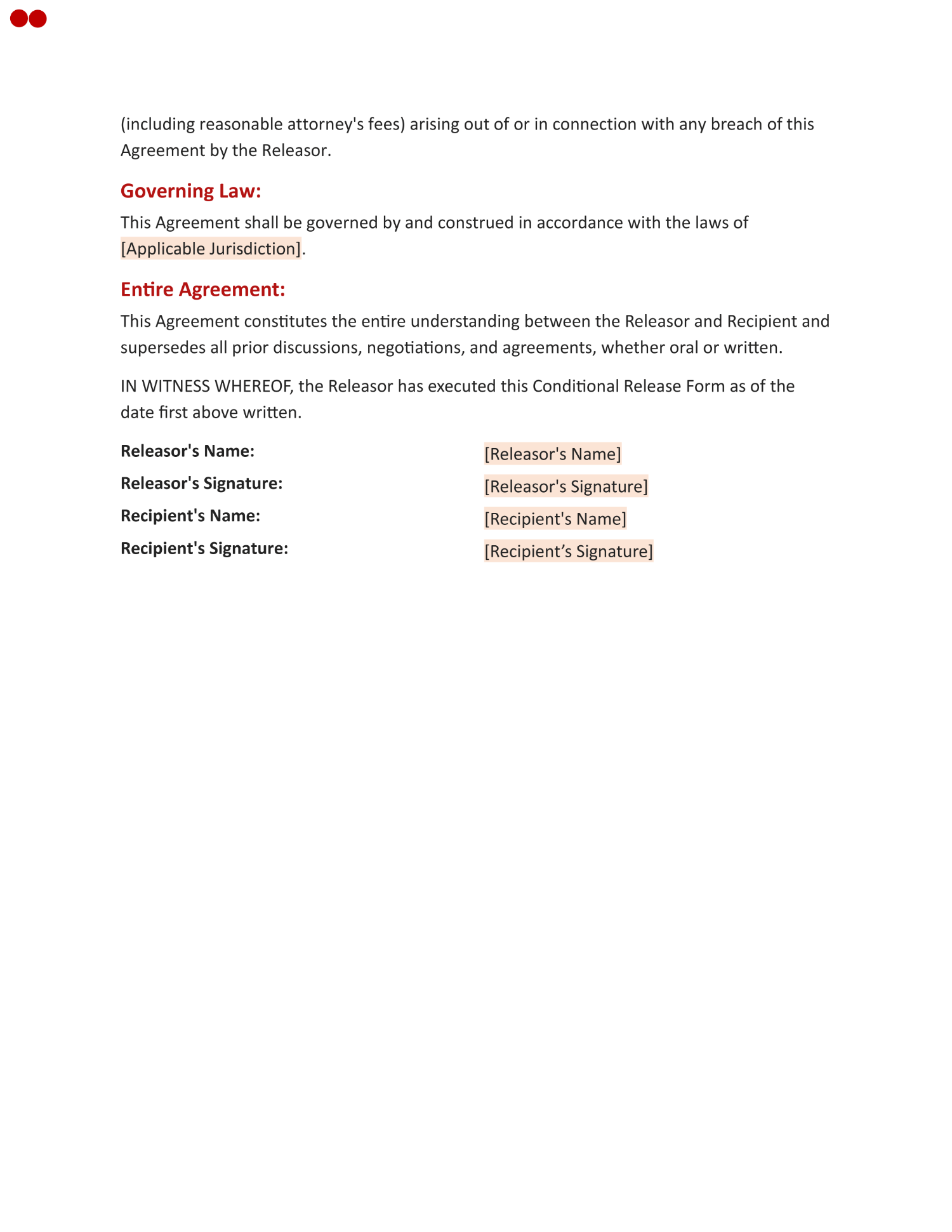 Conditional Release Form - Word | PDF | Google Docs - Highfile Conditional Release Form - Word | PDF | Google Docs - Highfile