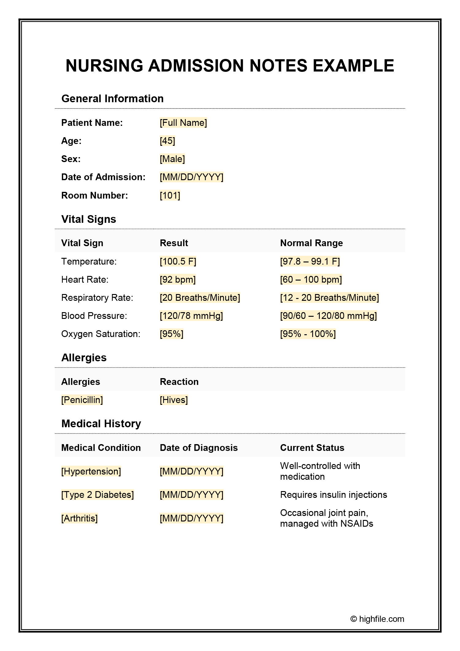 Nursing Notes Example Word PDF Google Docs Highfile Nursing Notes Example Word PDF Google Docs Highfile