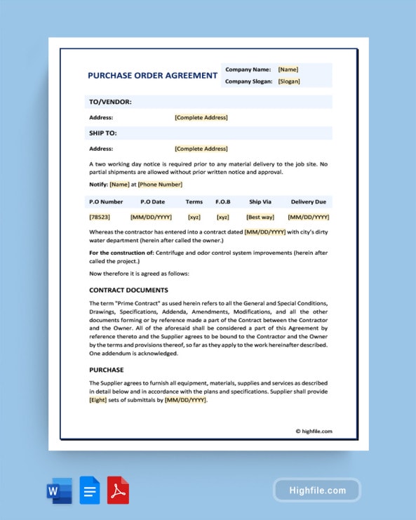 Purchase Order Email Template - Word | PDF | Google Docs - Highfile Purchase Order Email Template - Word | PDF | Google Docs - Highfile