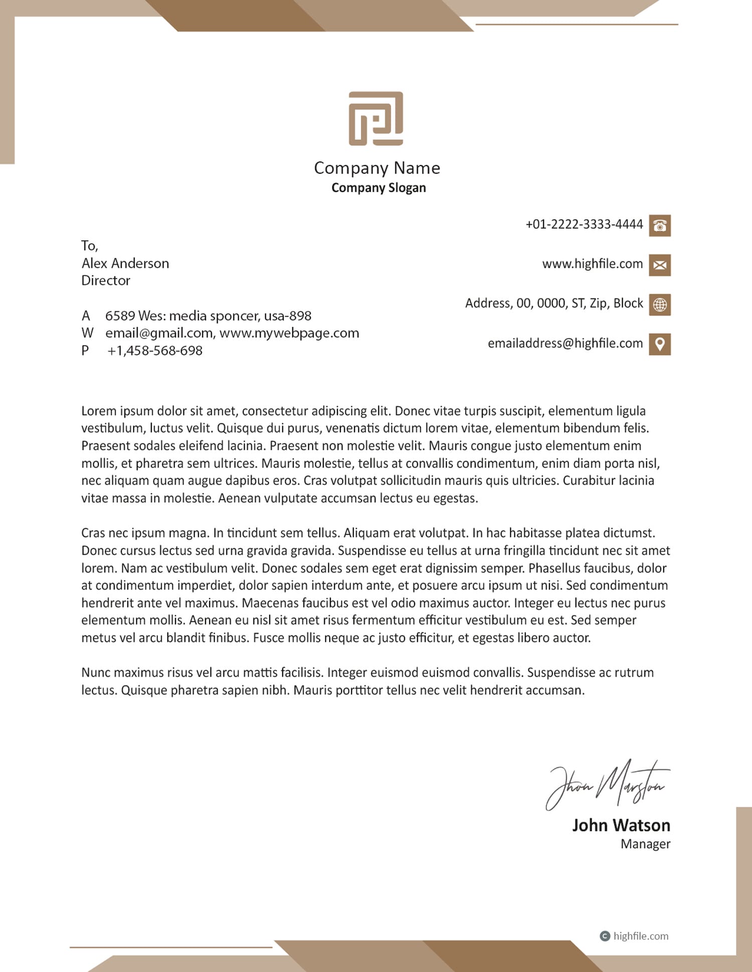 Green Minimalist Business Letterhead Template - Highfile