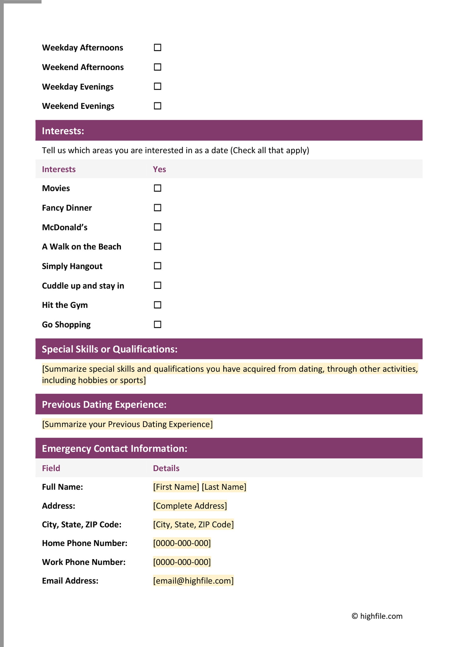 Girlfriend Application Form - Word | PDF | Google Docs - Highfile Girlfriend Application Form - Word | PDF | Google Docs - Highfile