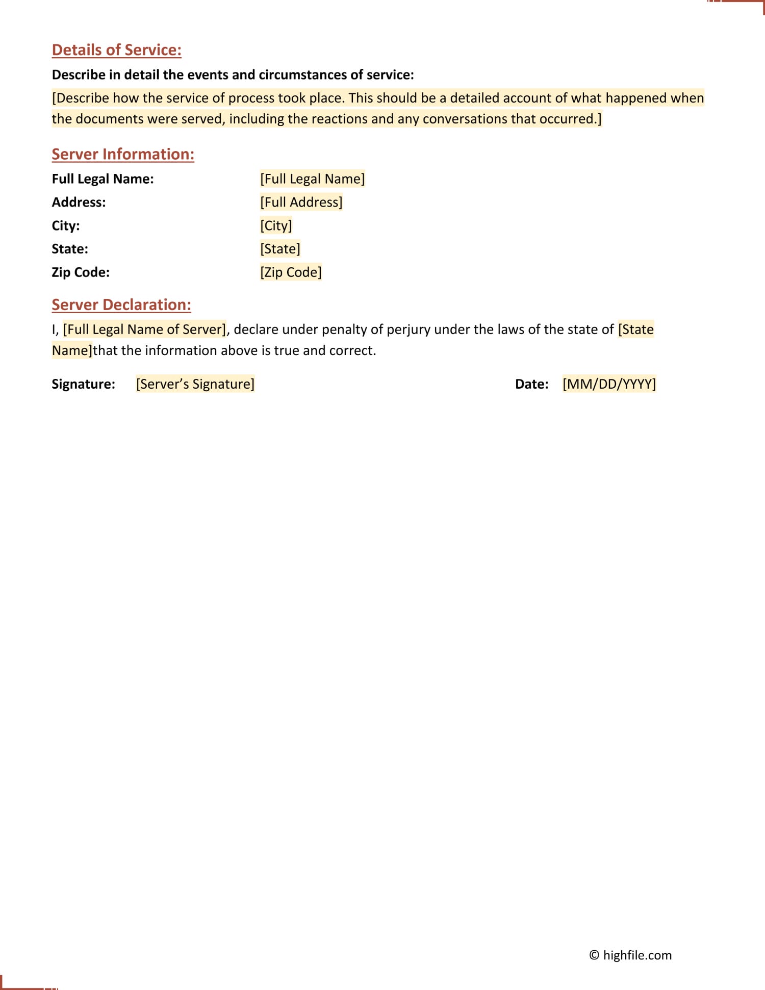 Proof of Service Form - Word | PDF | Google Docs - Highfile