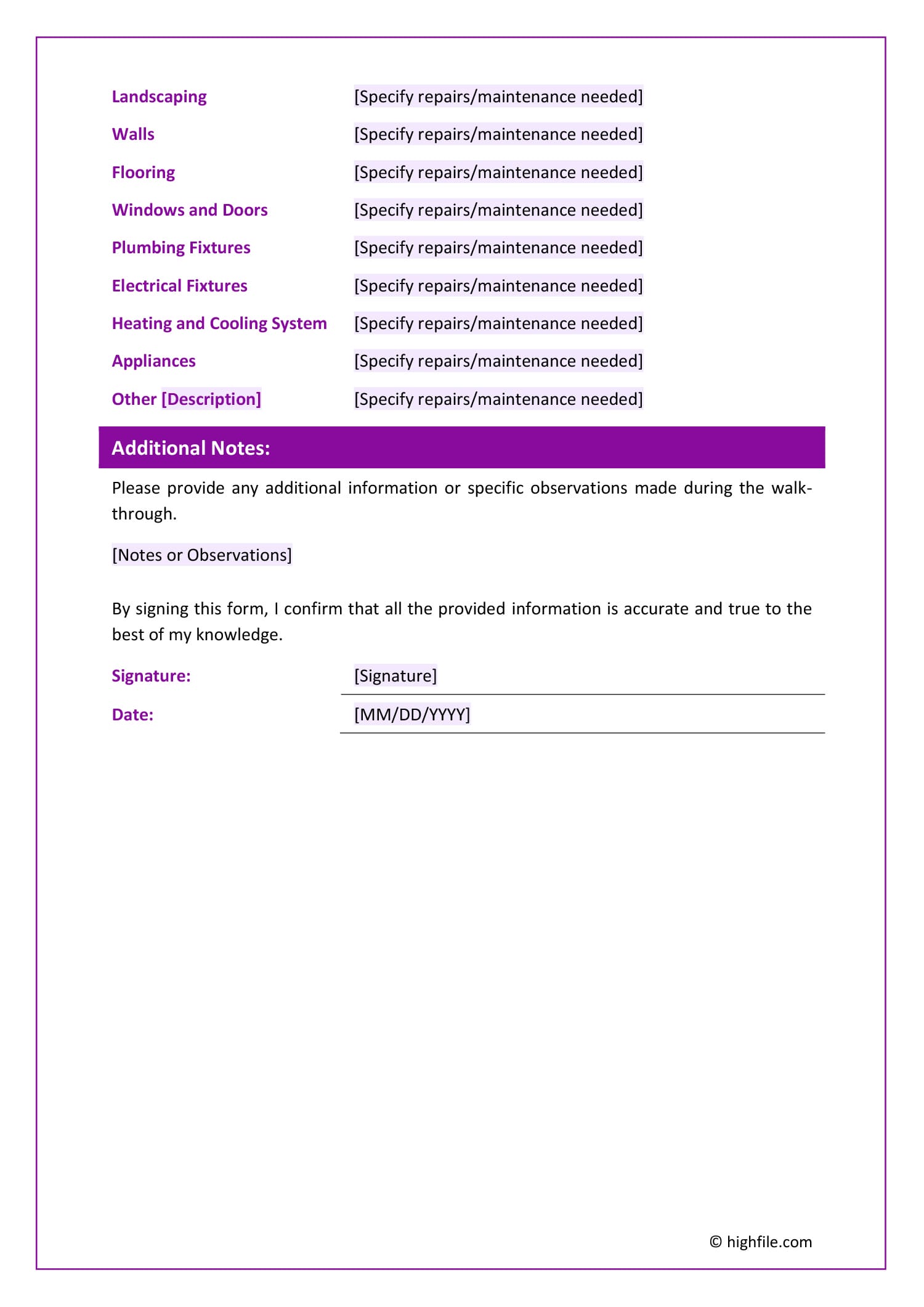 Real Estate Walk Through Checklist Form - Word | PDF | Google Docs ...