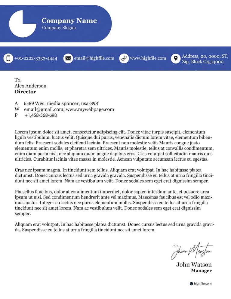 Free Printable Letterhead Templates - Highfile