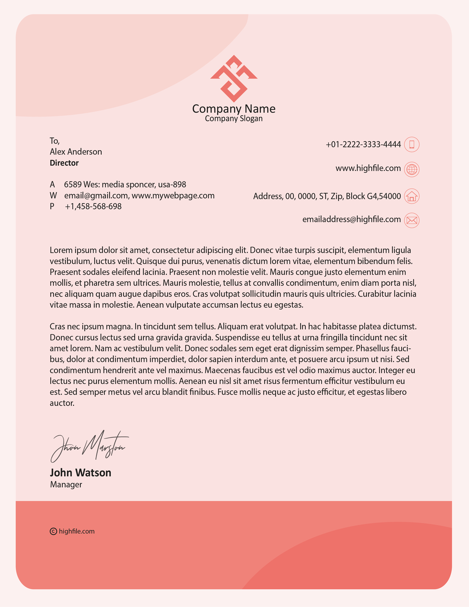 Royal Blue Business Letterhead Template - Word I Google Docs I Adobe ...