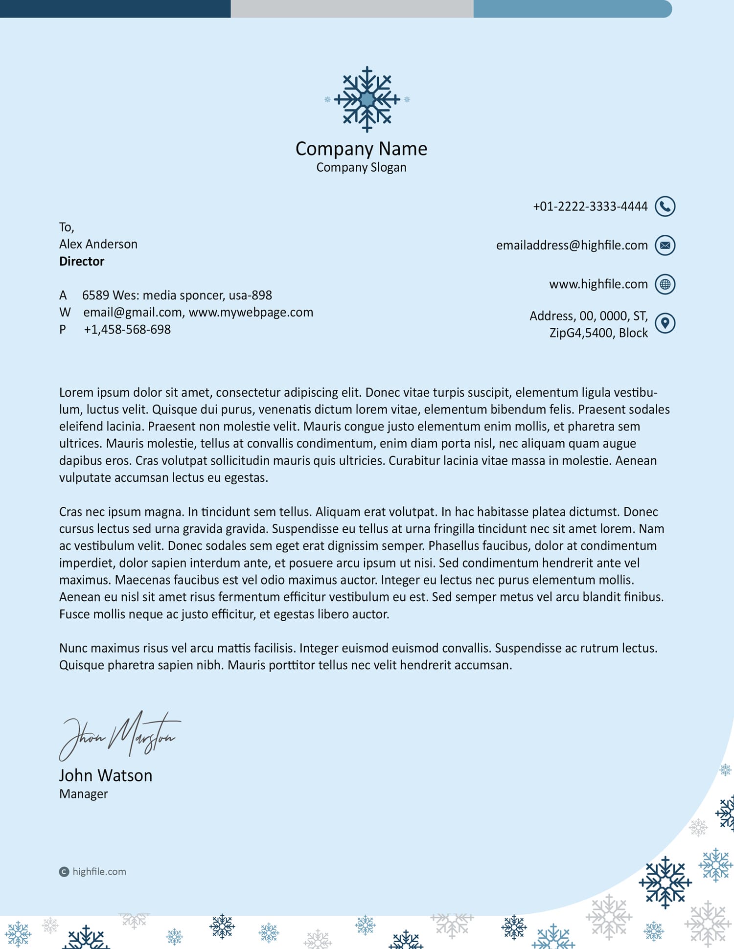 Frosty Flakes Christmas Letterhead Template - Word I Google Docs I ...