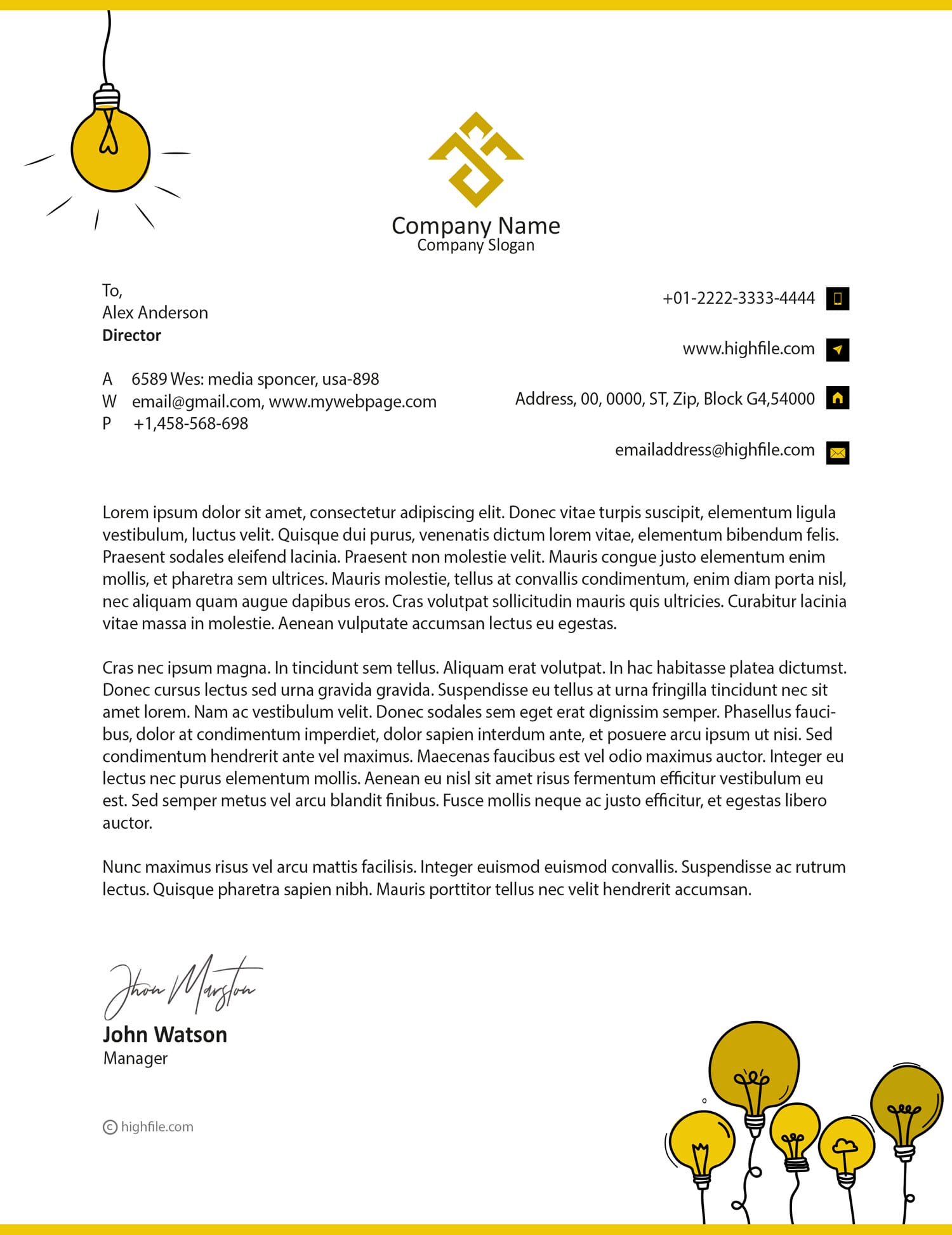 Royal Blue Business Letterhead Template - Word I Google Docs I Adobe ...