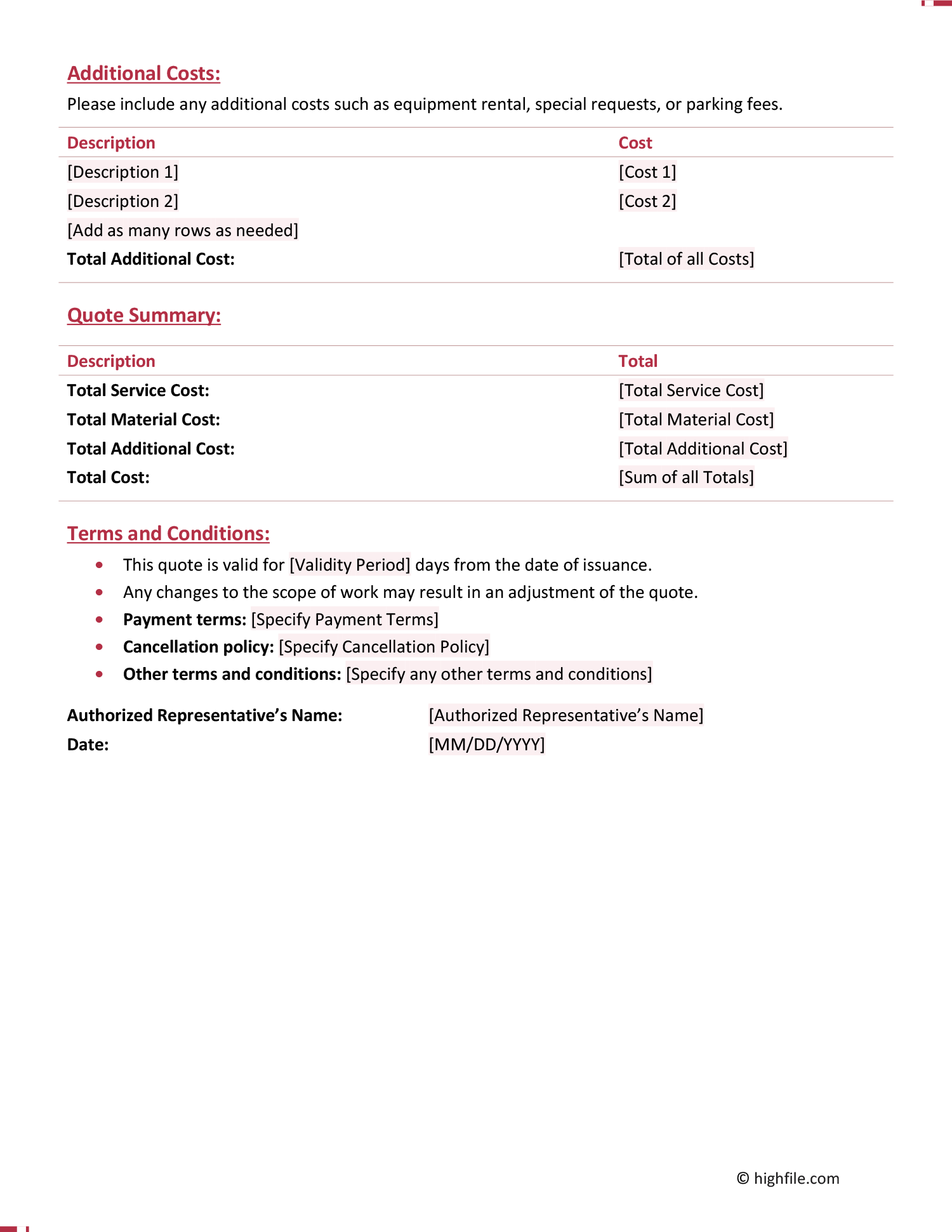 Office Cleaning Quote Template - Word | PDF | Google Docs - Highfile Office Cleaning Quote Template - Word | PDF | Google Docs - Highfile
