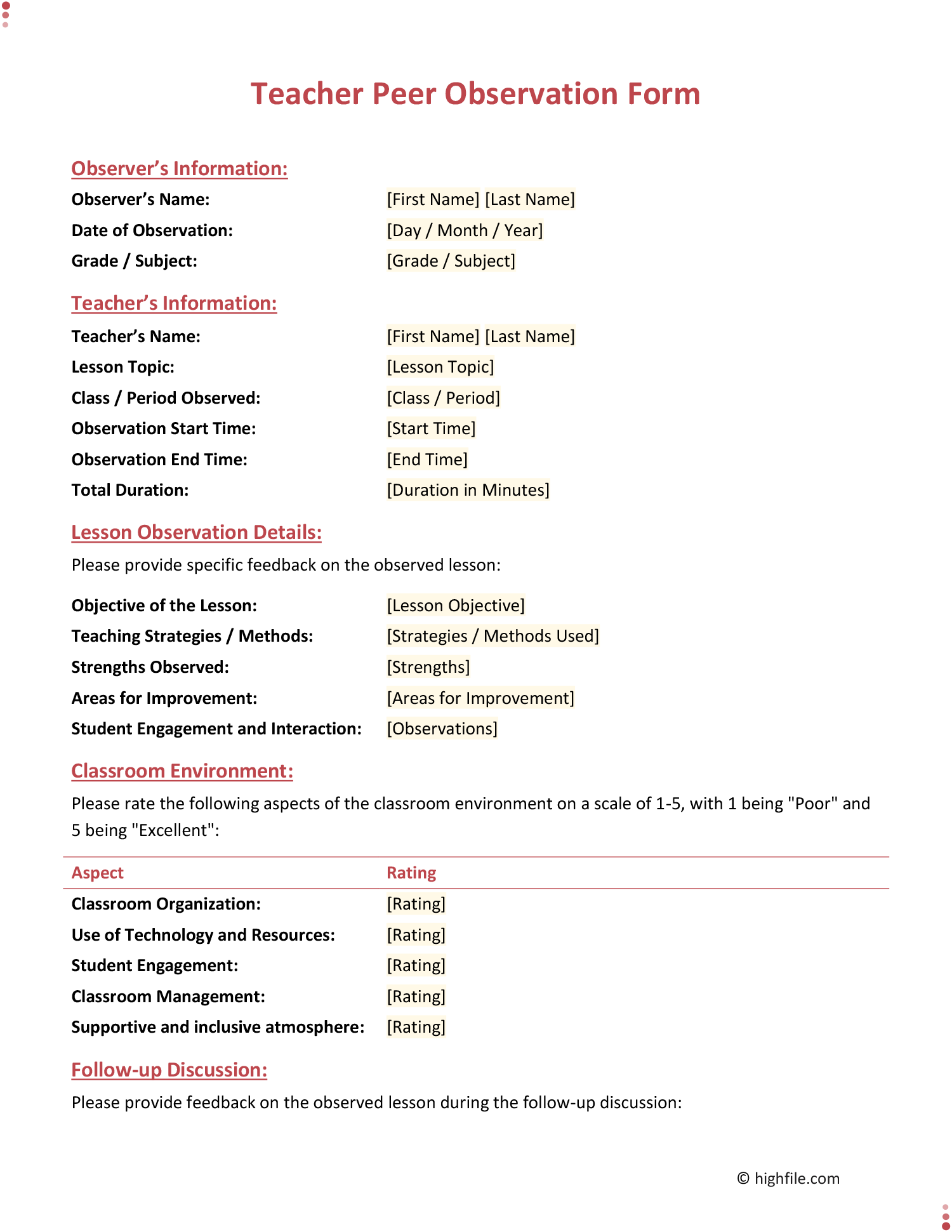 Teacher Peer Observation Form - Word | PDF | Google Docs - Highfile Teacher Peer Observation Form - Word | PDF | Google Docs - Highfile