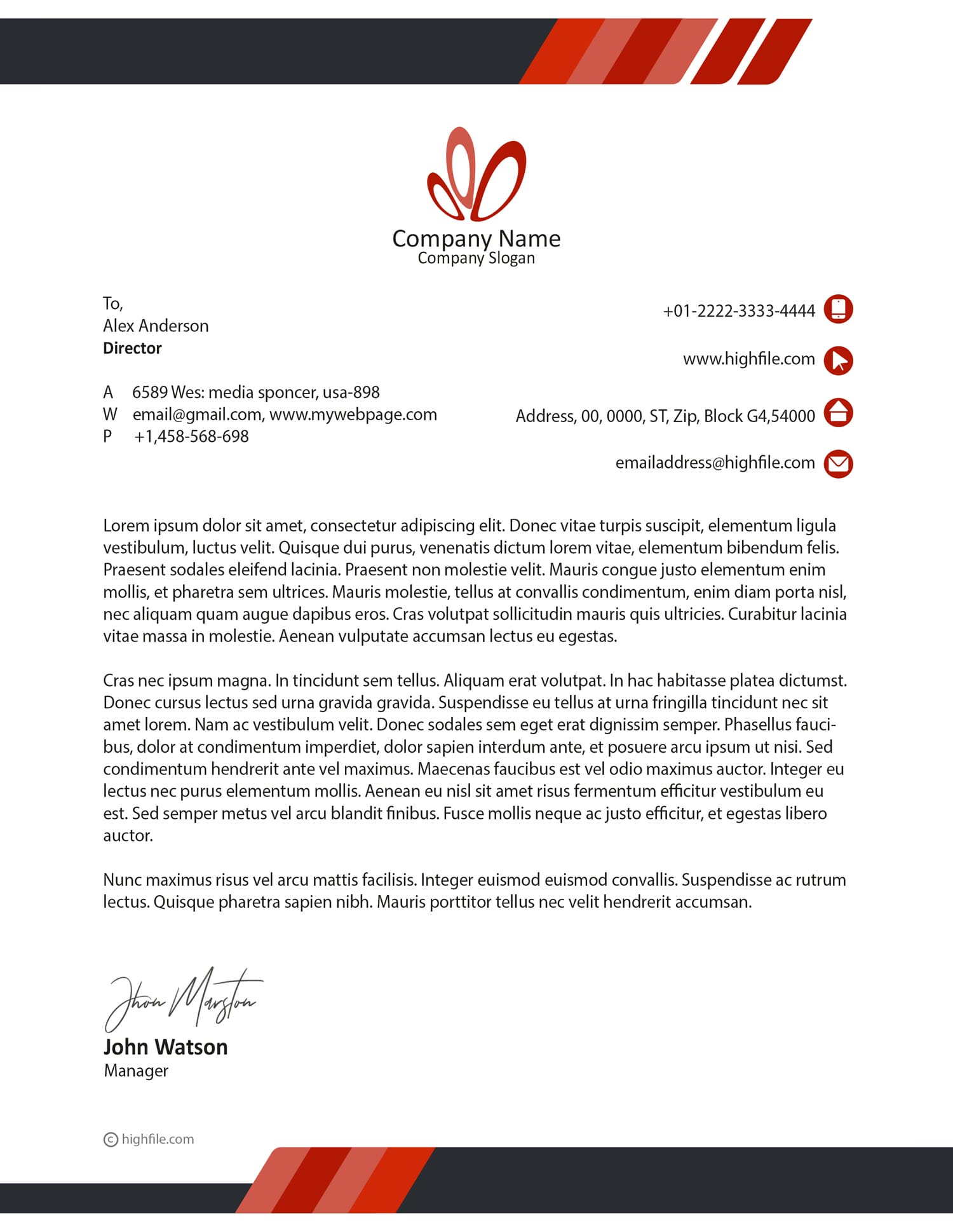 Rust Business Letterhead Template - Word I Google Docs I Adobe ...