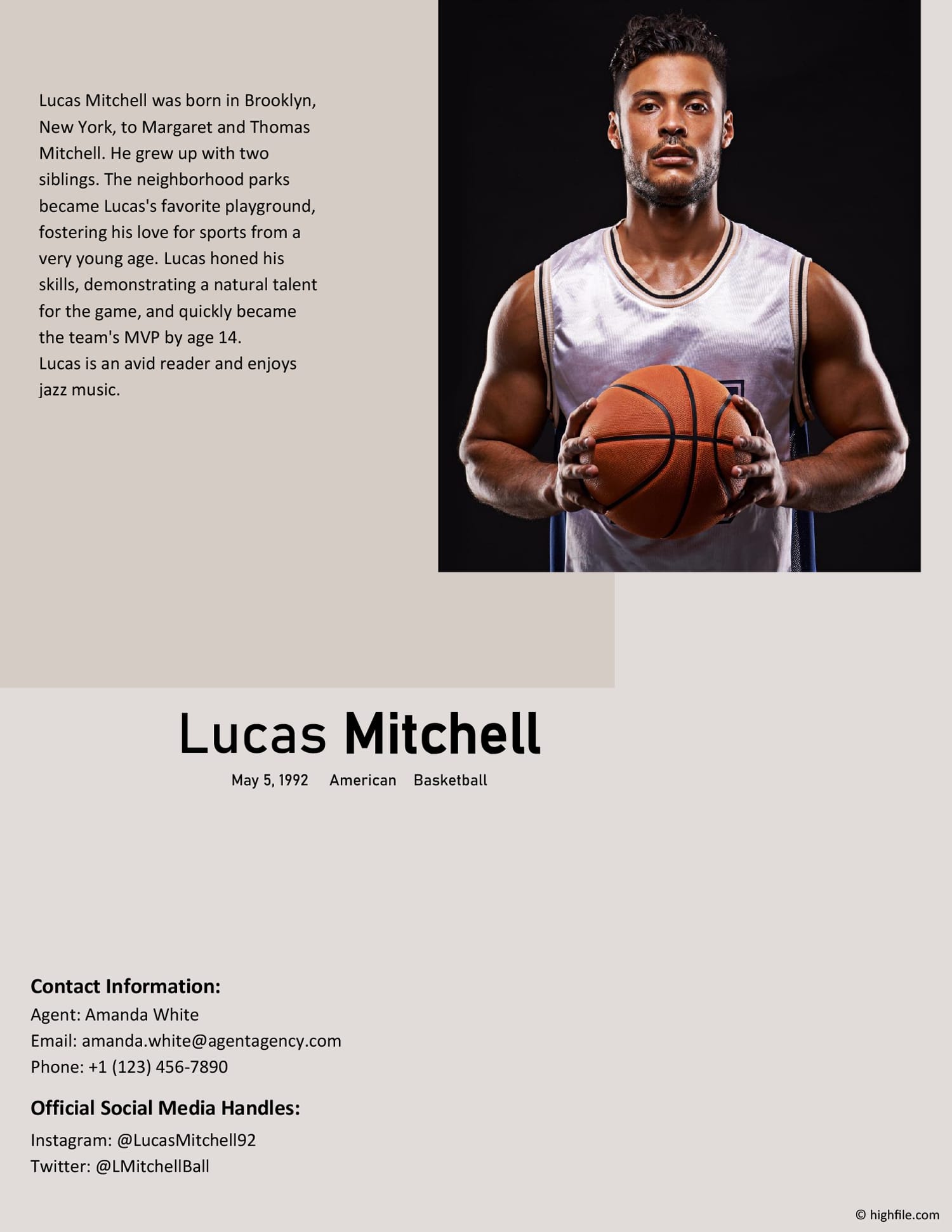 Athlete Biography Template - Word | Google Docs - Highfile
