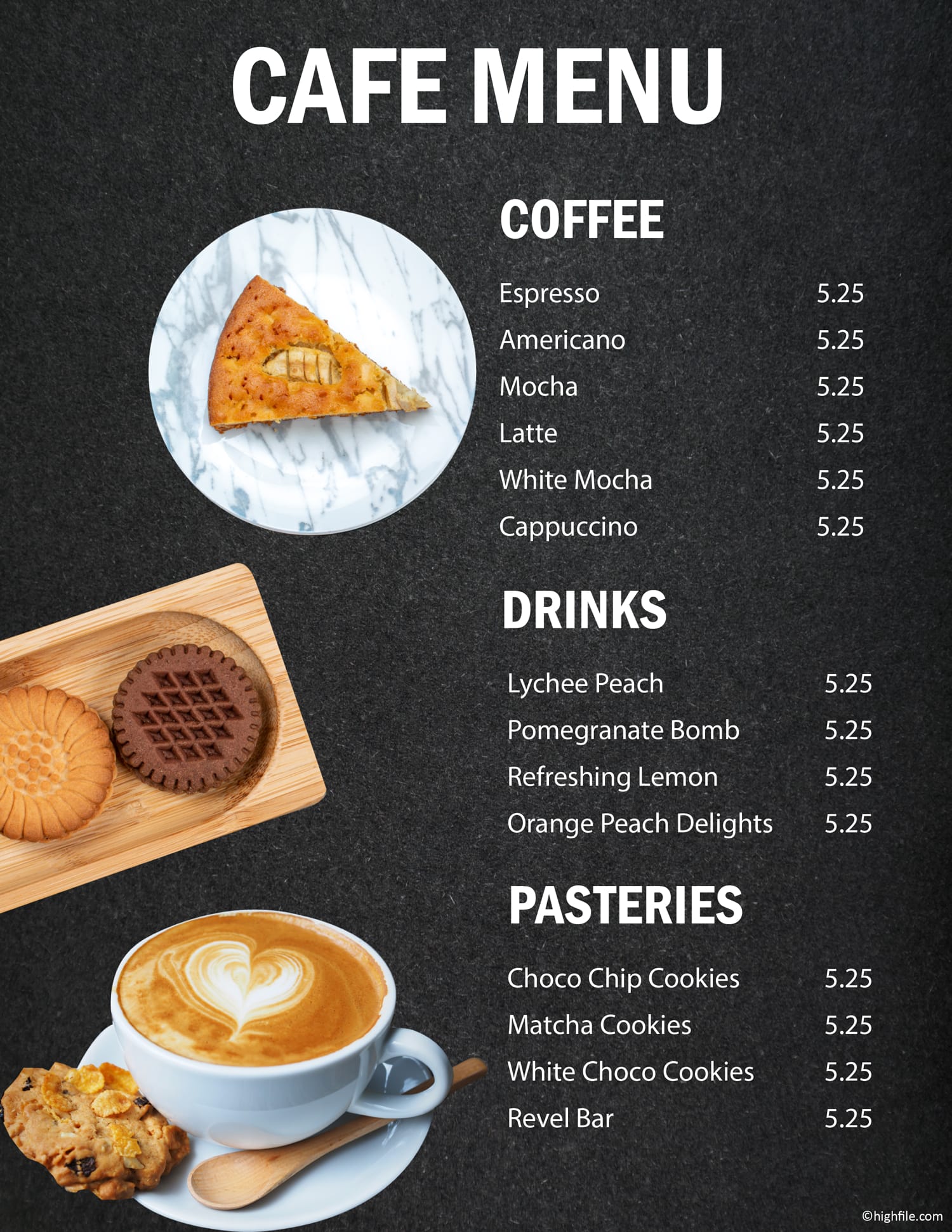 Black Cafe Menu Template - Word I Google Docs I Adobe Illustrator I ...