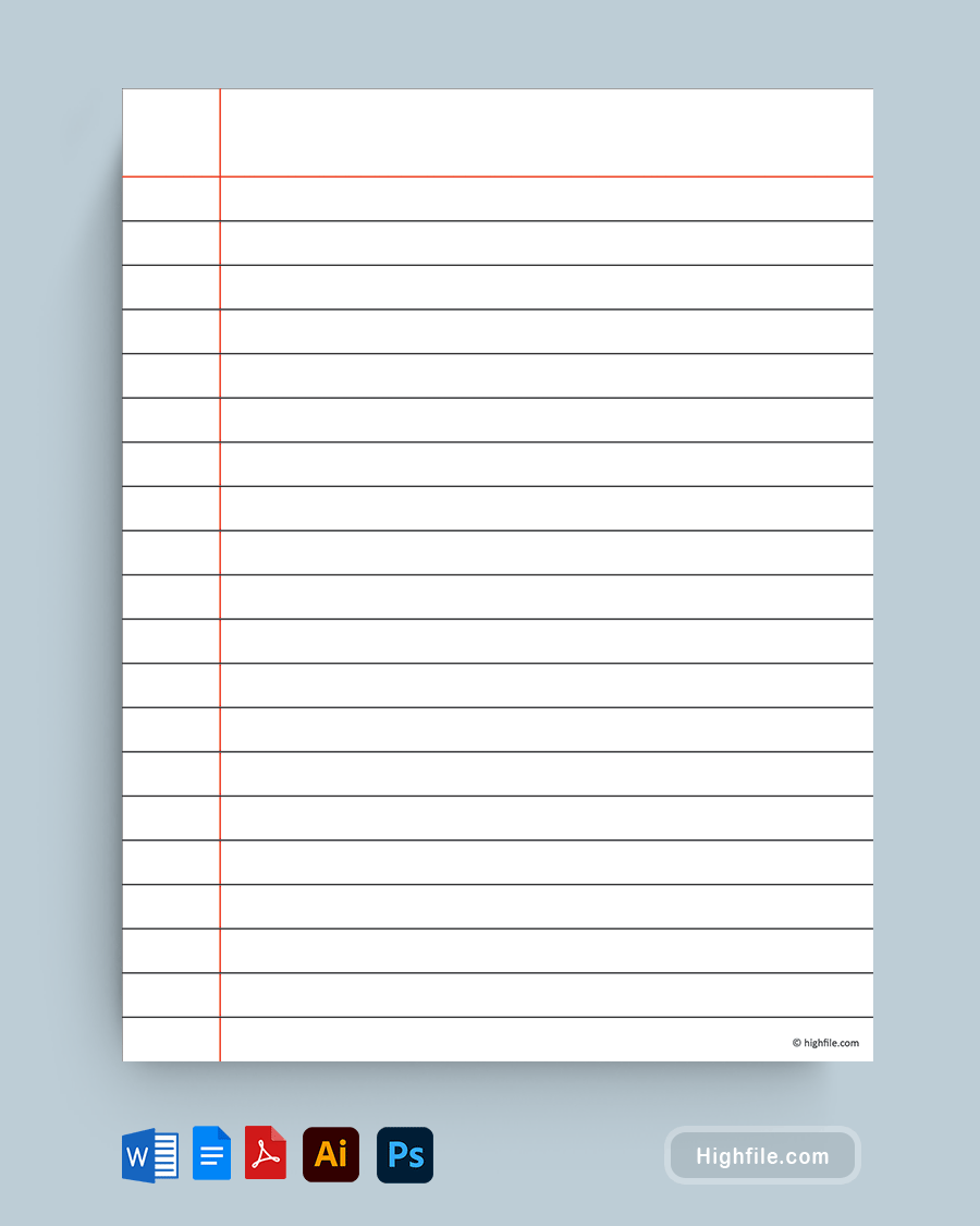 Printable Notebook Paper - Word | PDF | Google Docs | Adobe Illustrator ...