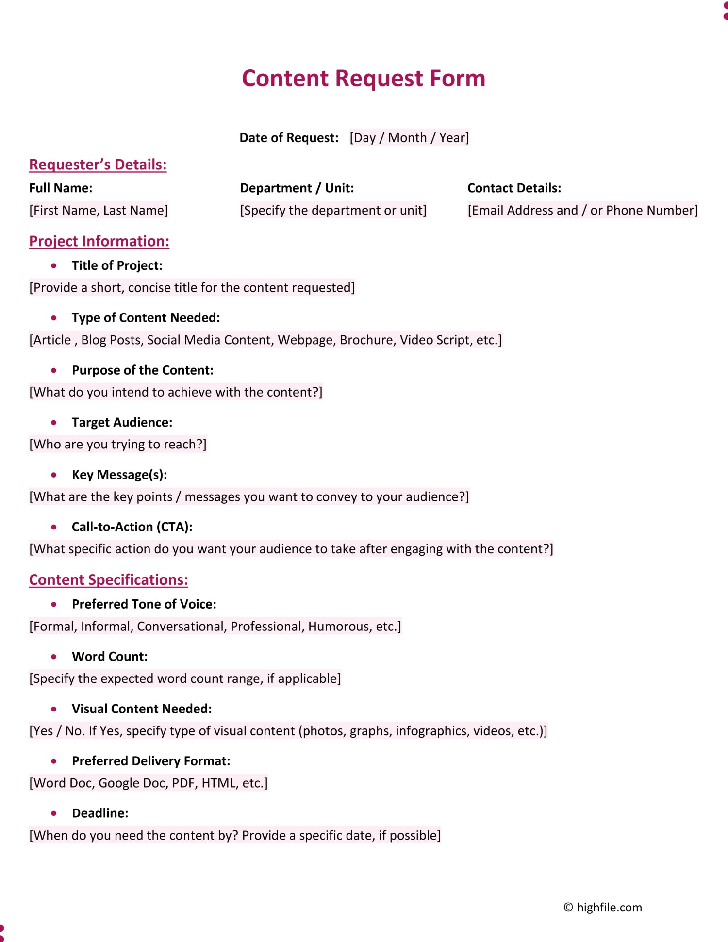 Event Request Form - Word | PDF | Google Docs - Highfile Event Request Form - Word | PDF | Google Docs - Highfile