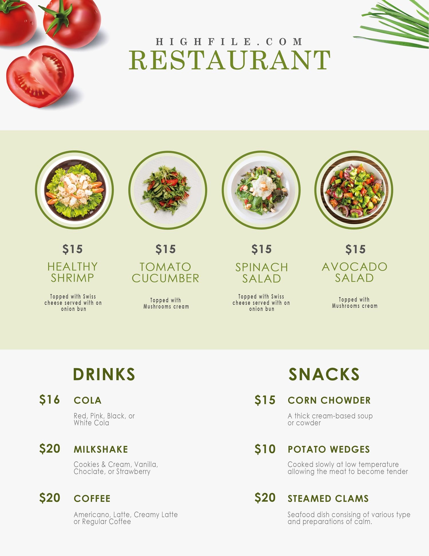 Green Restaurant Menu Template - Word | Google Docs | Adobe Illustrator ...