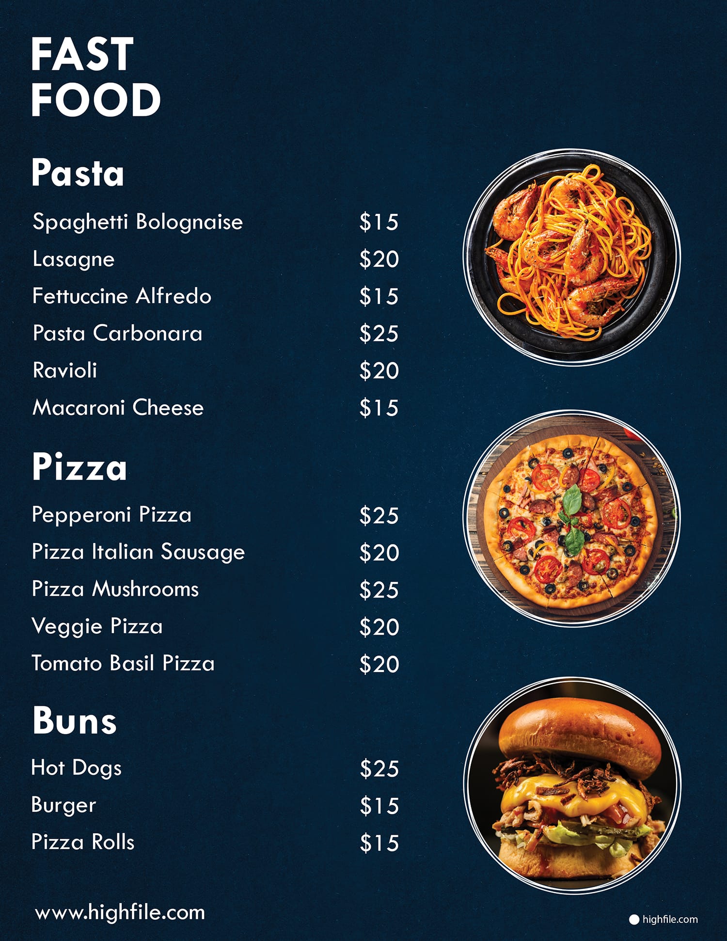 Navy Blue Dinner Menu Template - Word | Google Docs | Adobe Illustrator ...