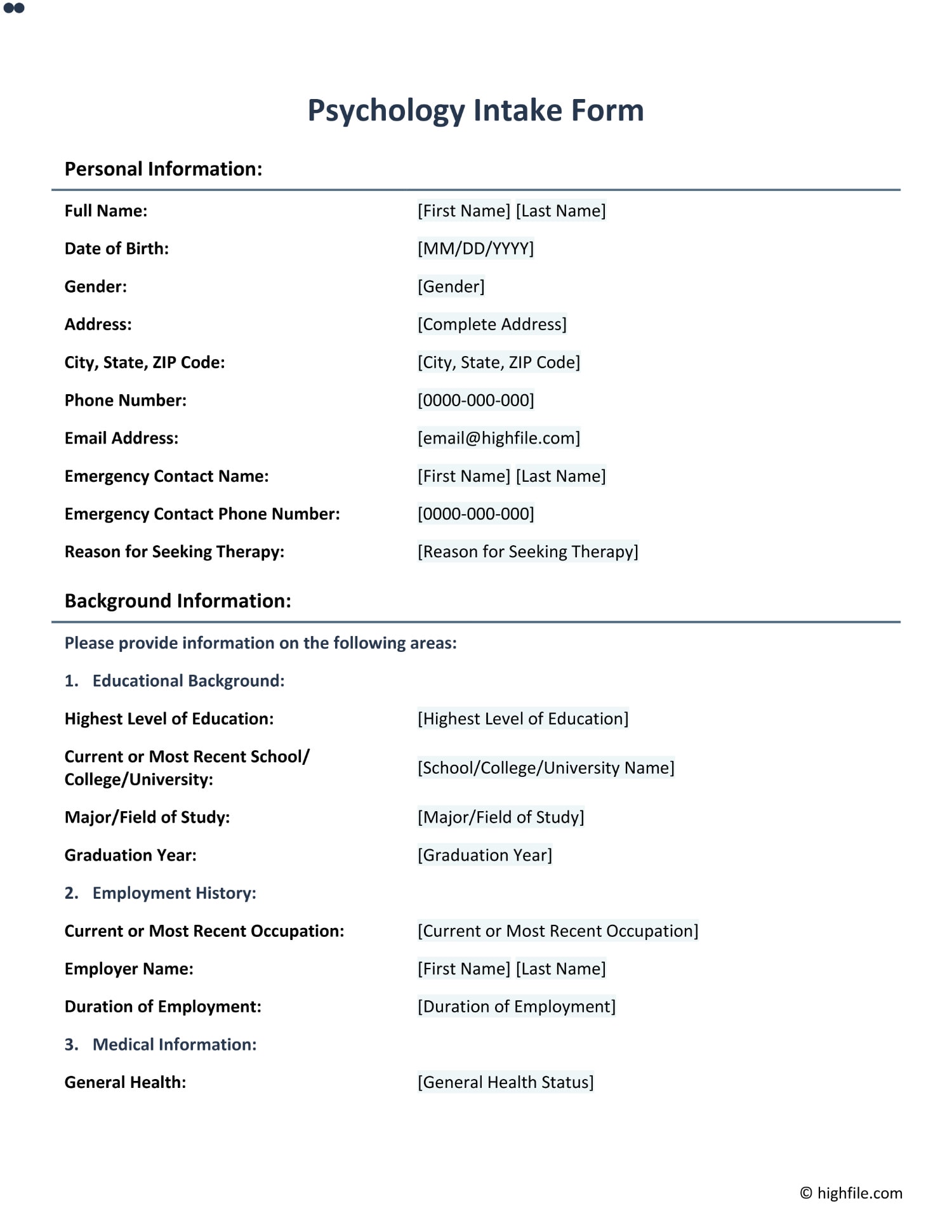New Client Intake Form - Word | PDF | Google Docs - Highfile New Client Intake Form - Word | PDF | Google Docs - Highfile