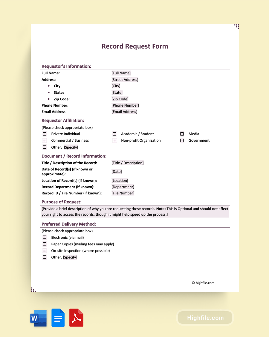 Event Request Form - Word | PDF | Google Docs - Highfile Event Request Form - Word | PDF | Google Docs - Highfile