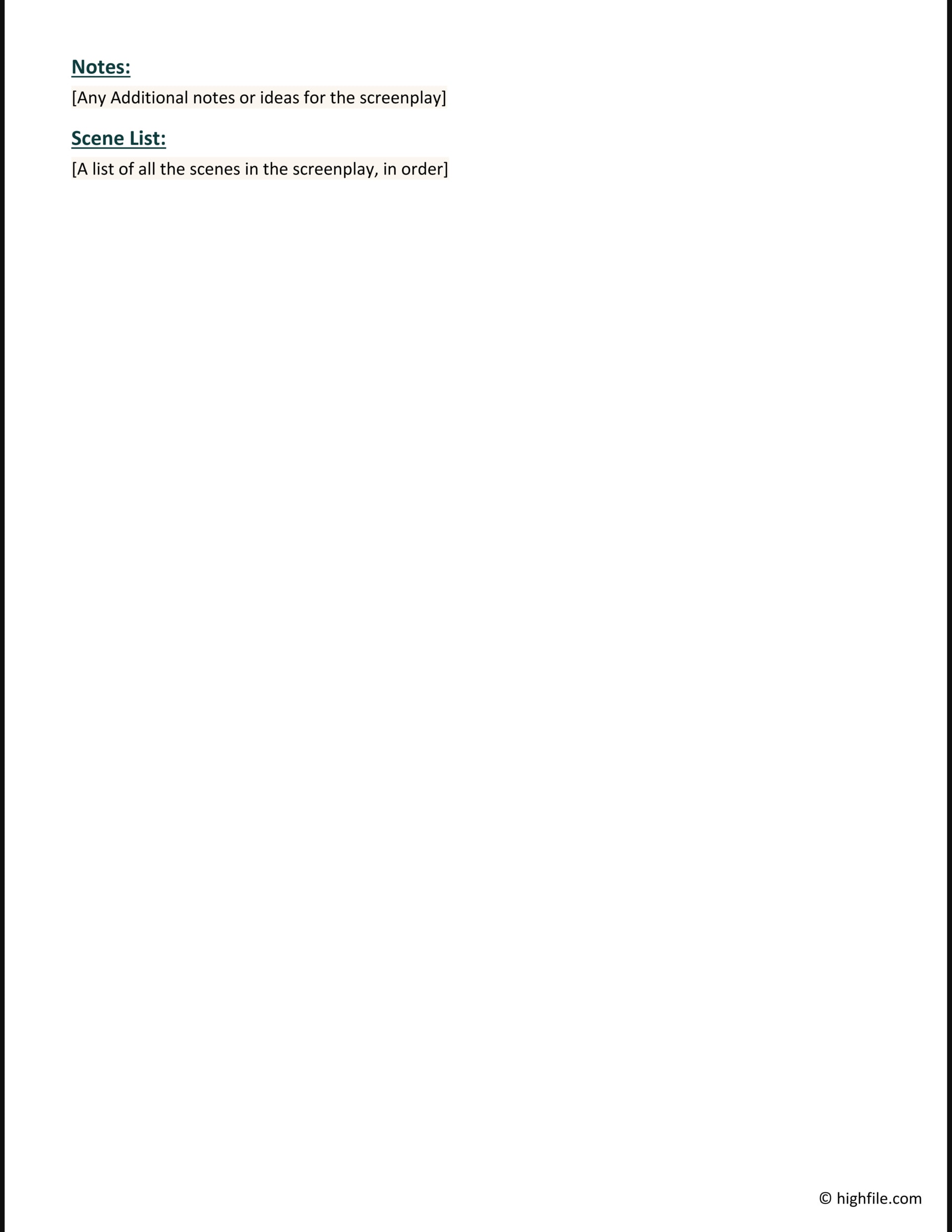 Screenplay Outline Template - Word | Google Docs - Highfile