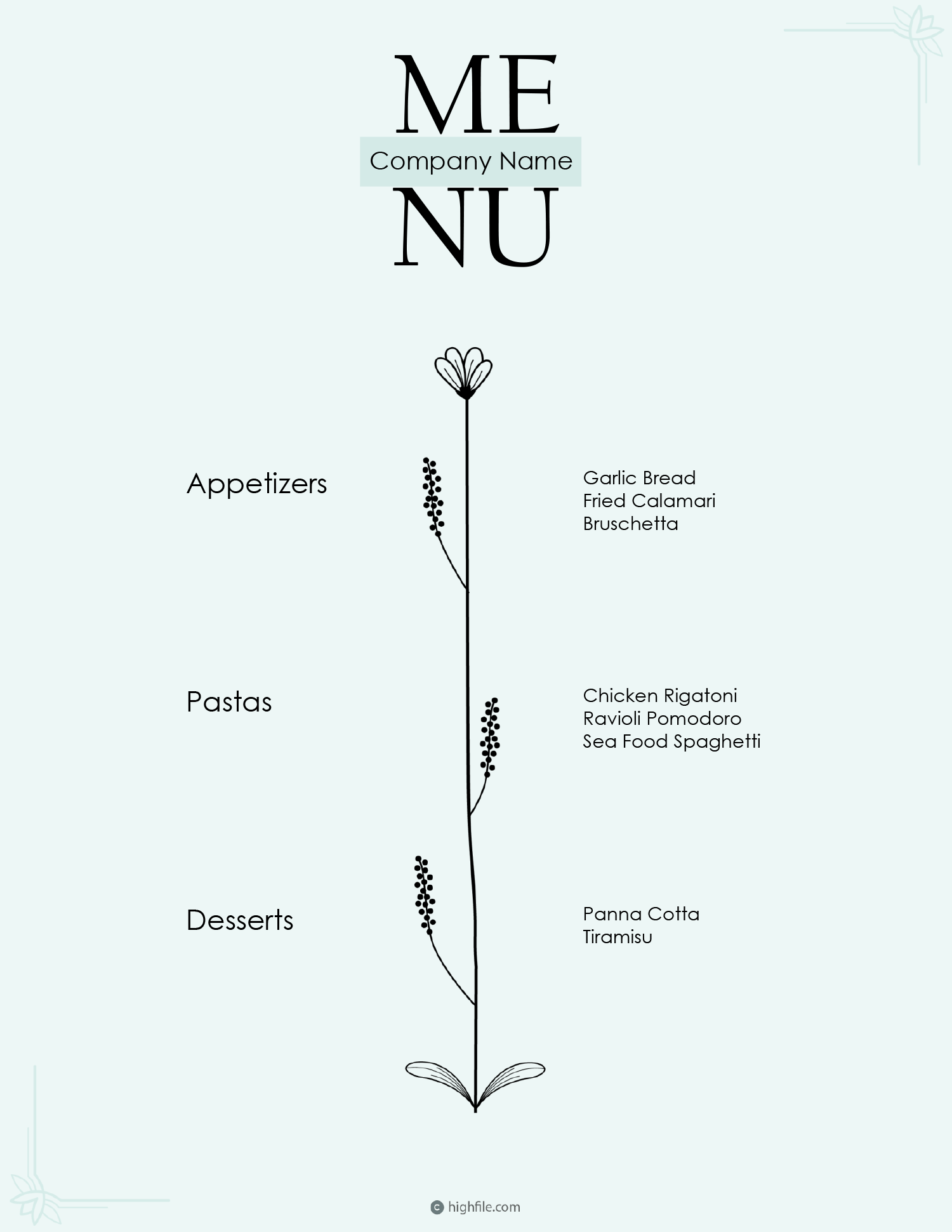 White Food Menu Template - Word | Google Docs | Adobe Illustrator ...