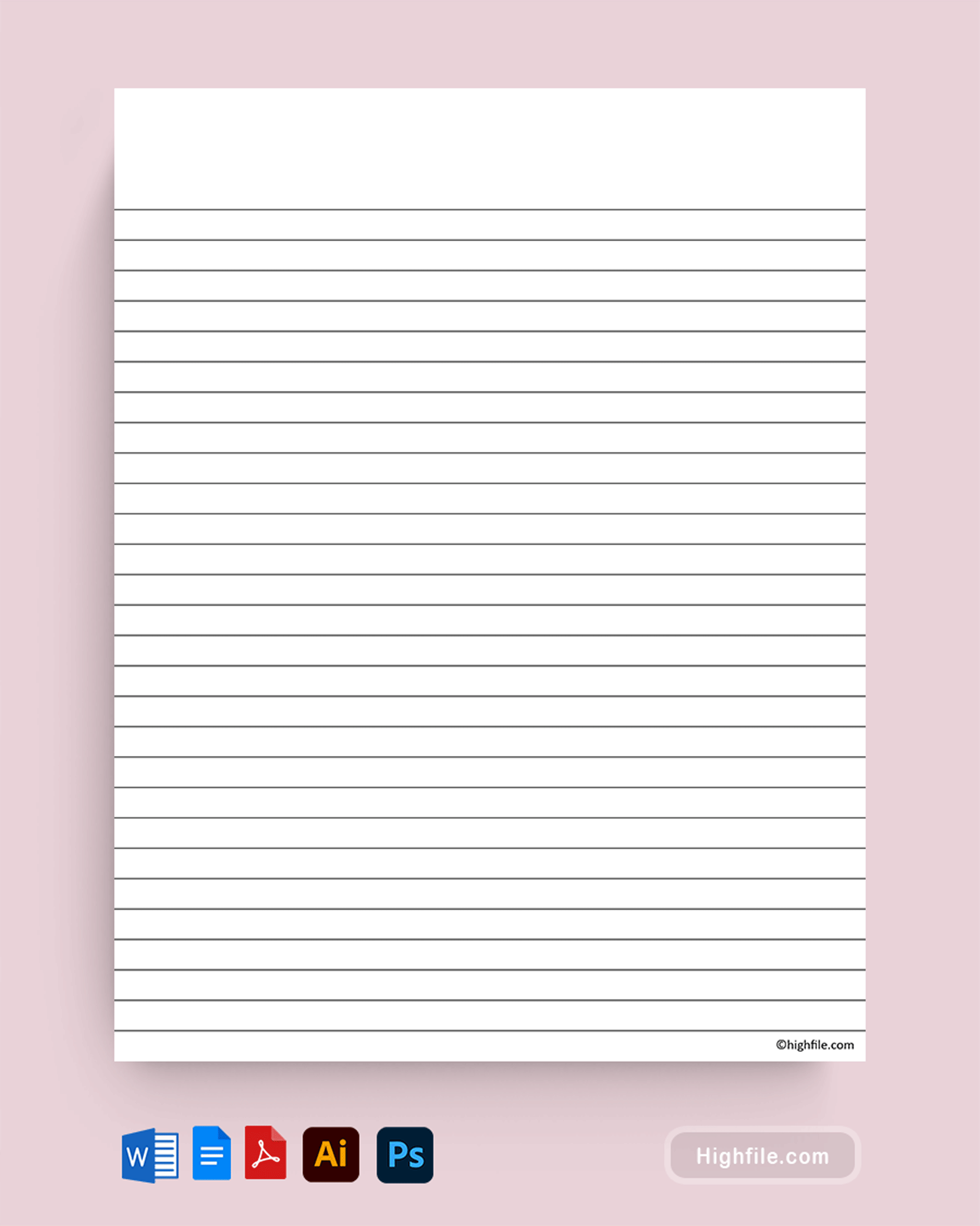 Wide Ruled Lined Paper - Word | Google Docs | Adobe Illustrator | Adobe ...