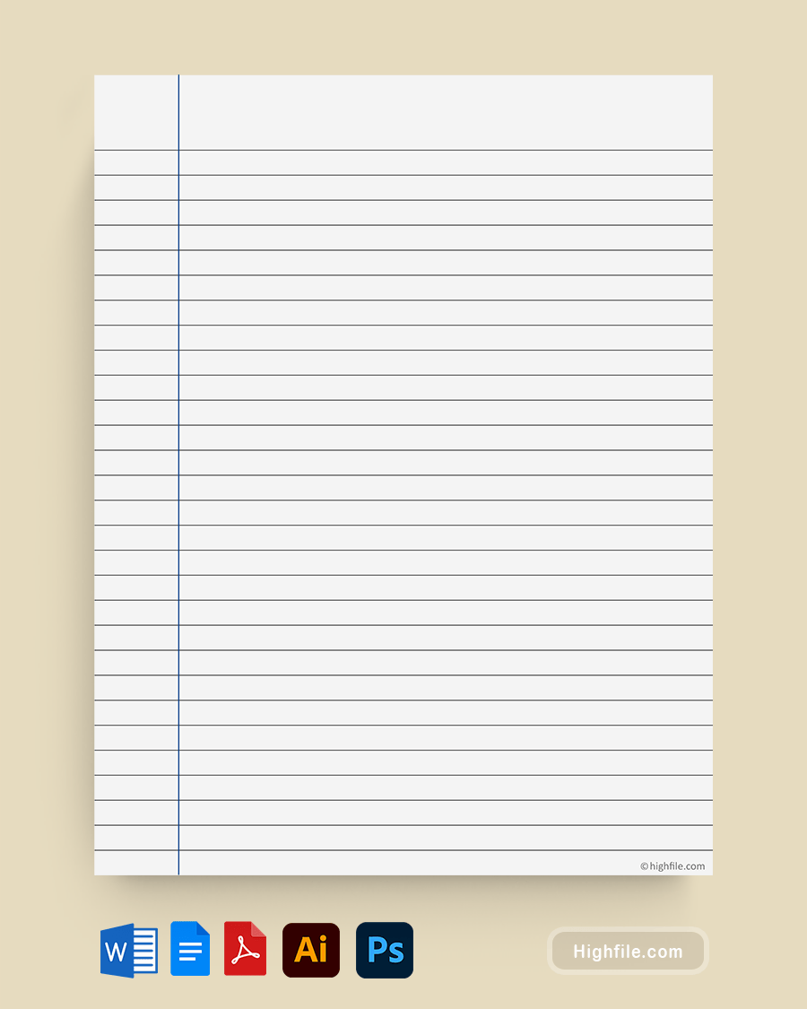Wide Ruled Notebook Paper Template - Word, PDF, Google Docs, Adobe ... Wide Ruled Notebook Paper Template - Word, PDF, Google Docs, Adobe ...