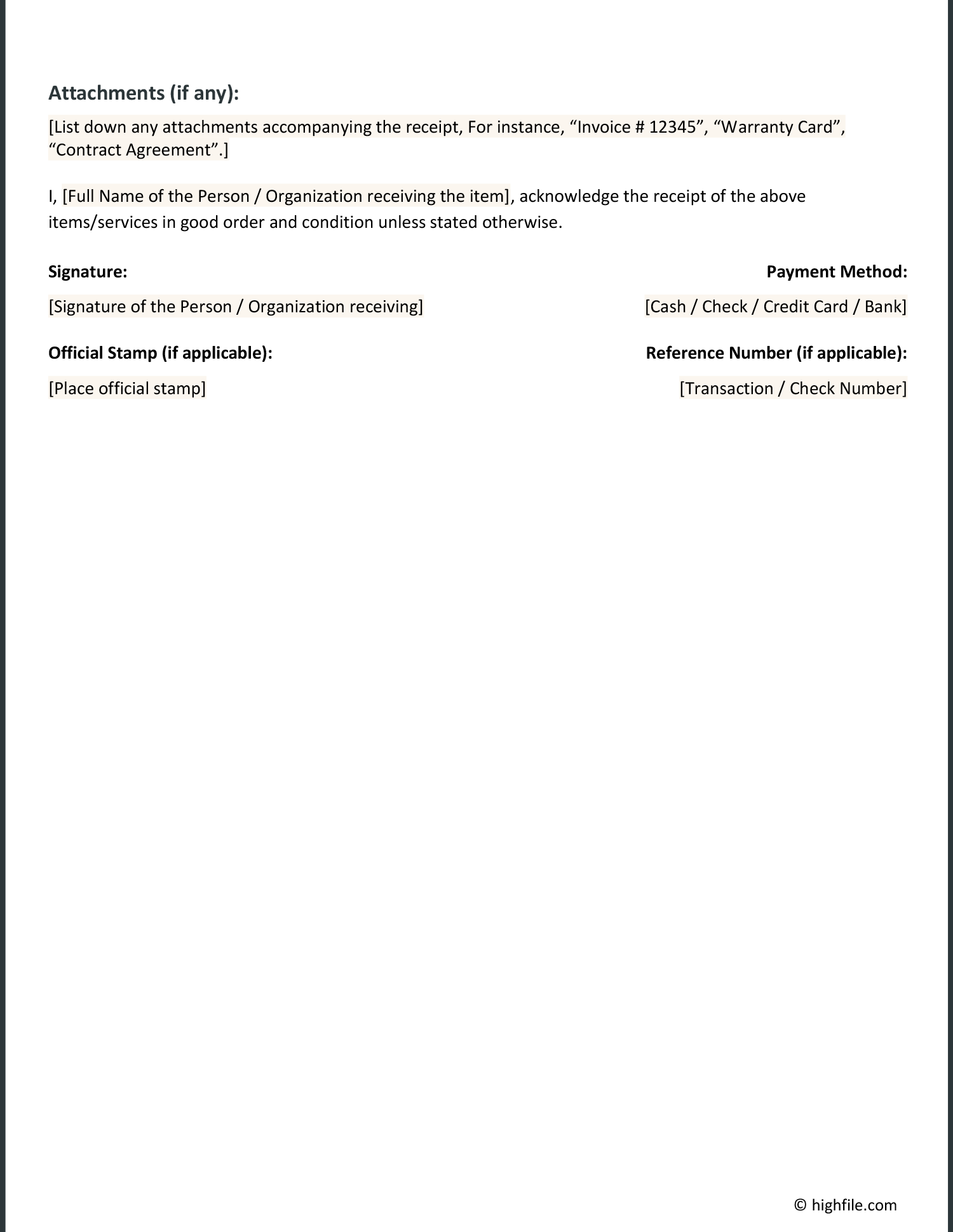 Acknowledgement Receipt Template - Word | Google Docs - Highfile Acknowledgement Receipt Template - Word | Google Docs - Highfile