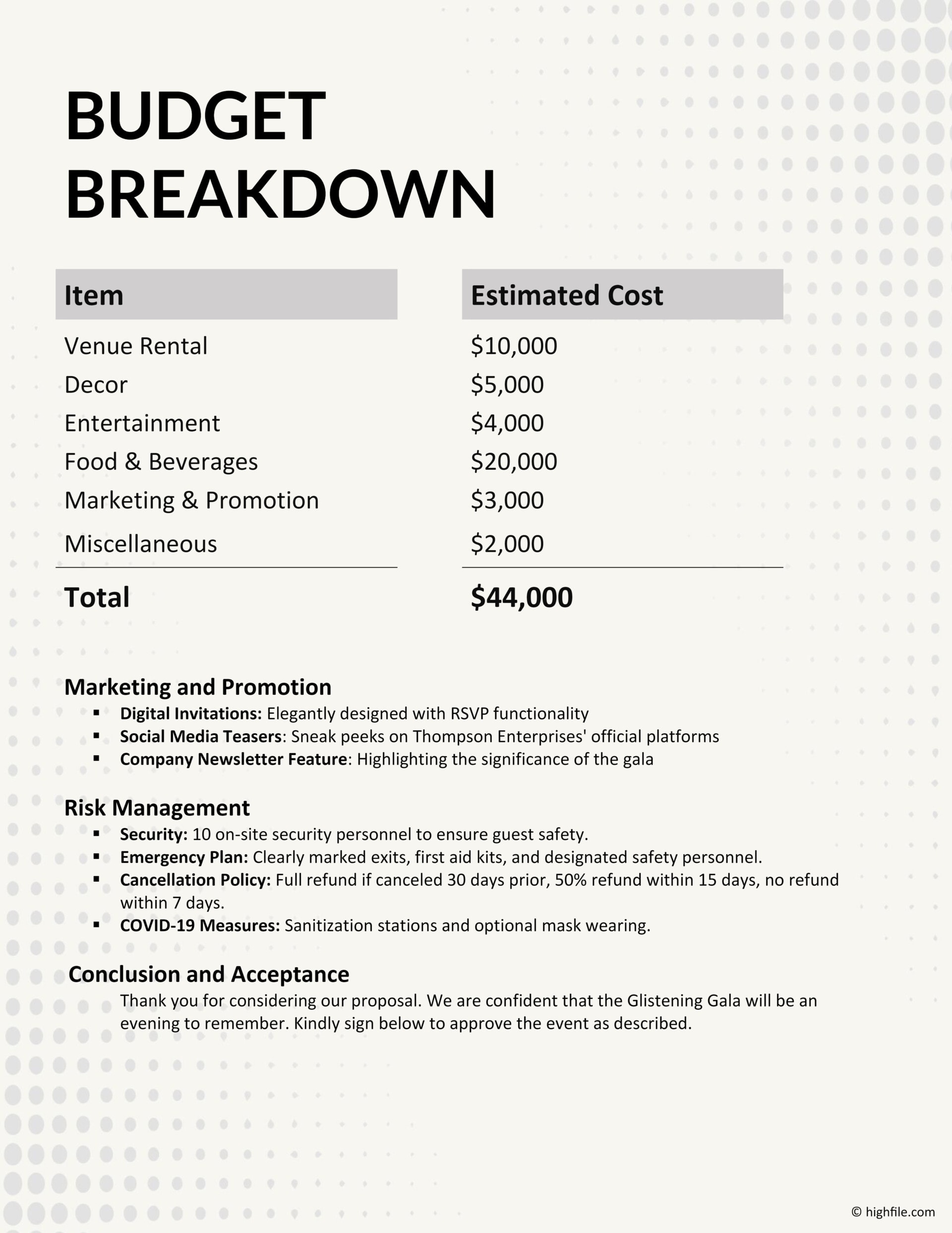 Event Proposal Template - Word | Google Docs - Highfile Event Proposal Template - Word | Google Docs - Highfile