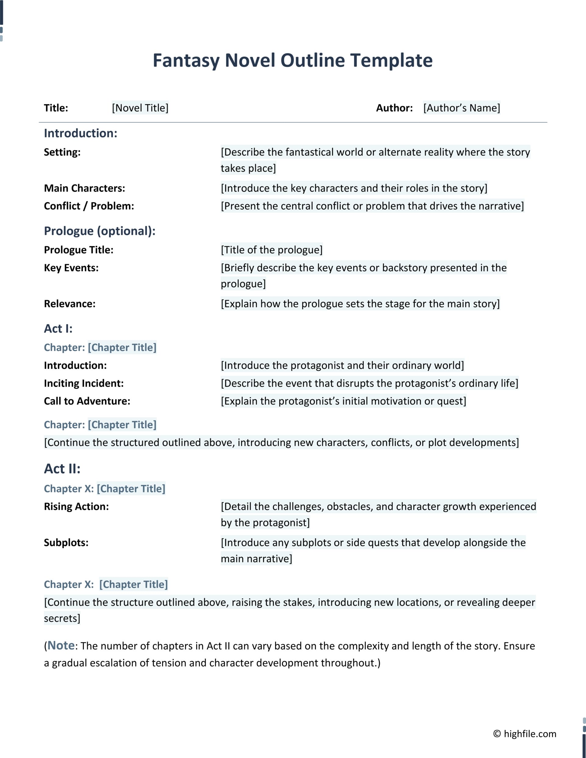 Fantasy Novel Outline Template - Word | Google Docs - Highfile Fantasy Novel Outline Template - Word | Google Docs - Highfile
