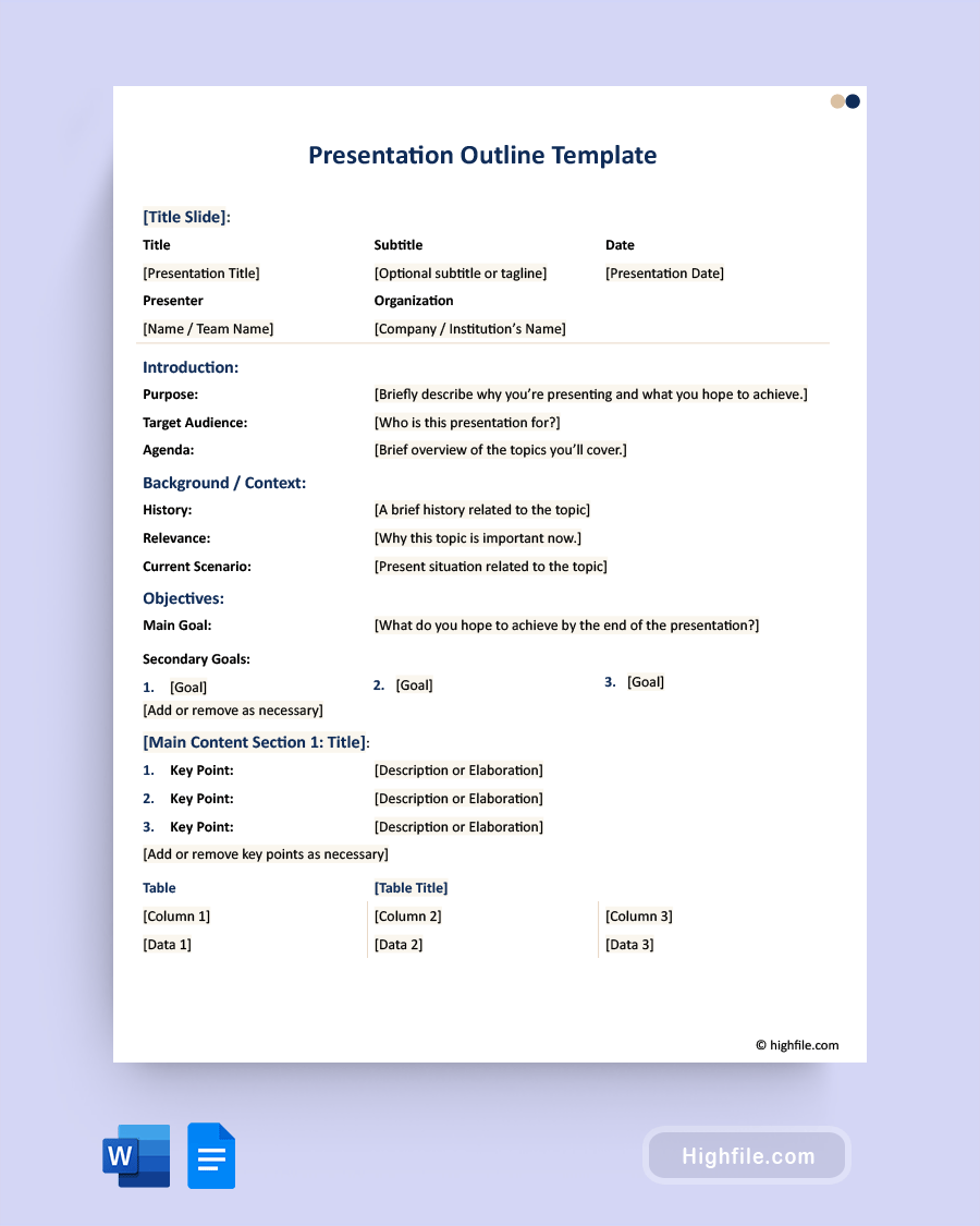 Course Outline Template - Word | Google Docs - Highfile Course Outline Template - Word | Google Docs - Highfile