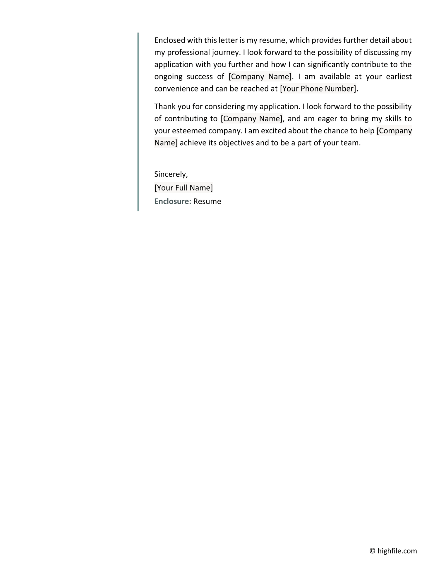 Project Management Cover Letter - Word | Google Docs - Highfile