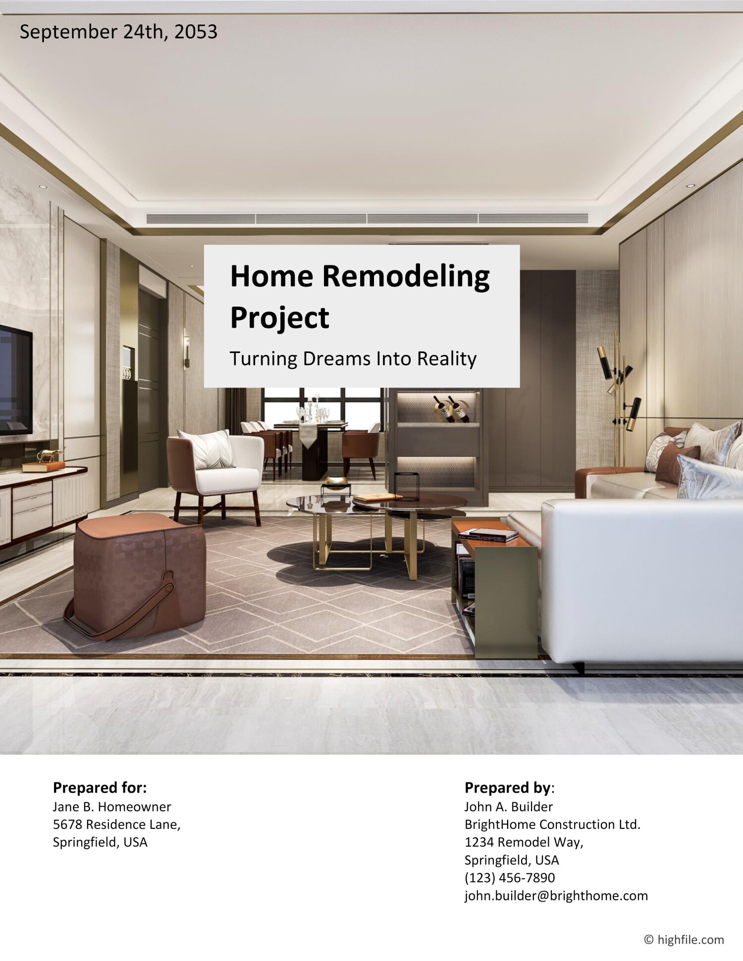 Remodeling Proposal Template - Word | Google Docs - Highfile Remodeling Proposal Template - Word | Google Docs - Highfile