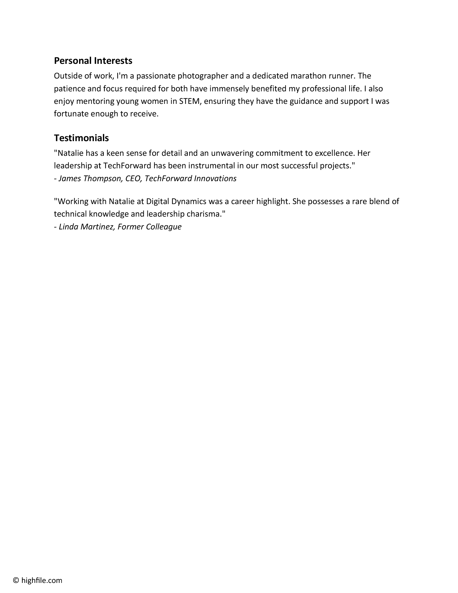 Professional Work Bio Template - (Word | Google Docs)