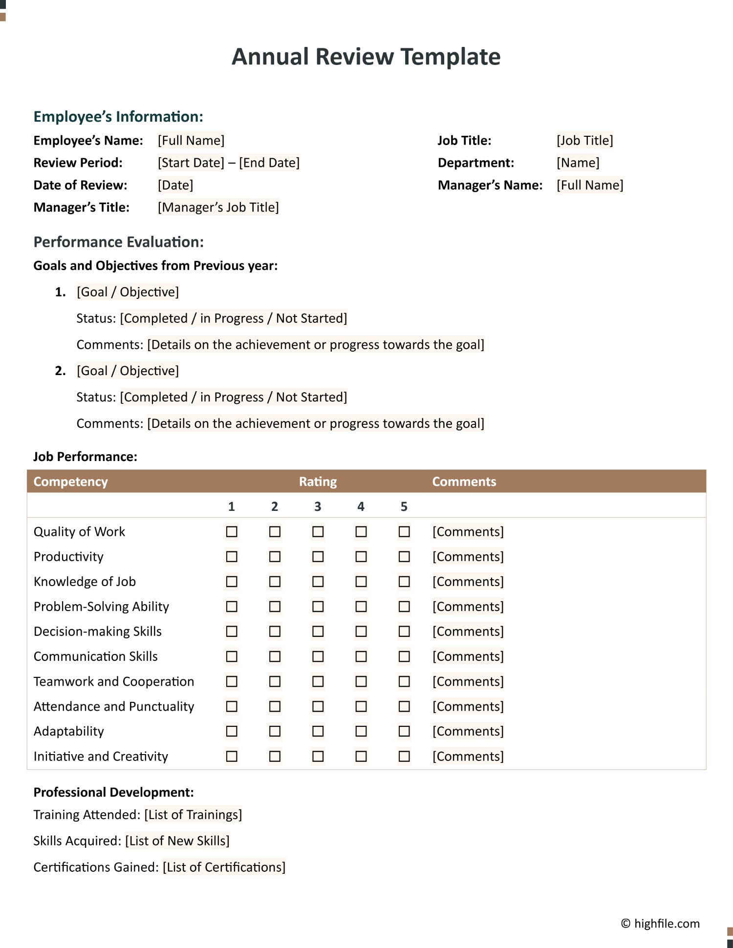 Restaurant Employee Evaluation Form - Word | Google Docs - Highfile Restaurant Employee Evaluation Form - Word | Google Docs - Highfile