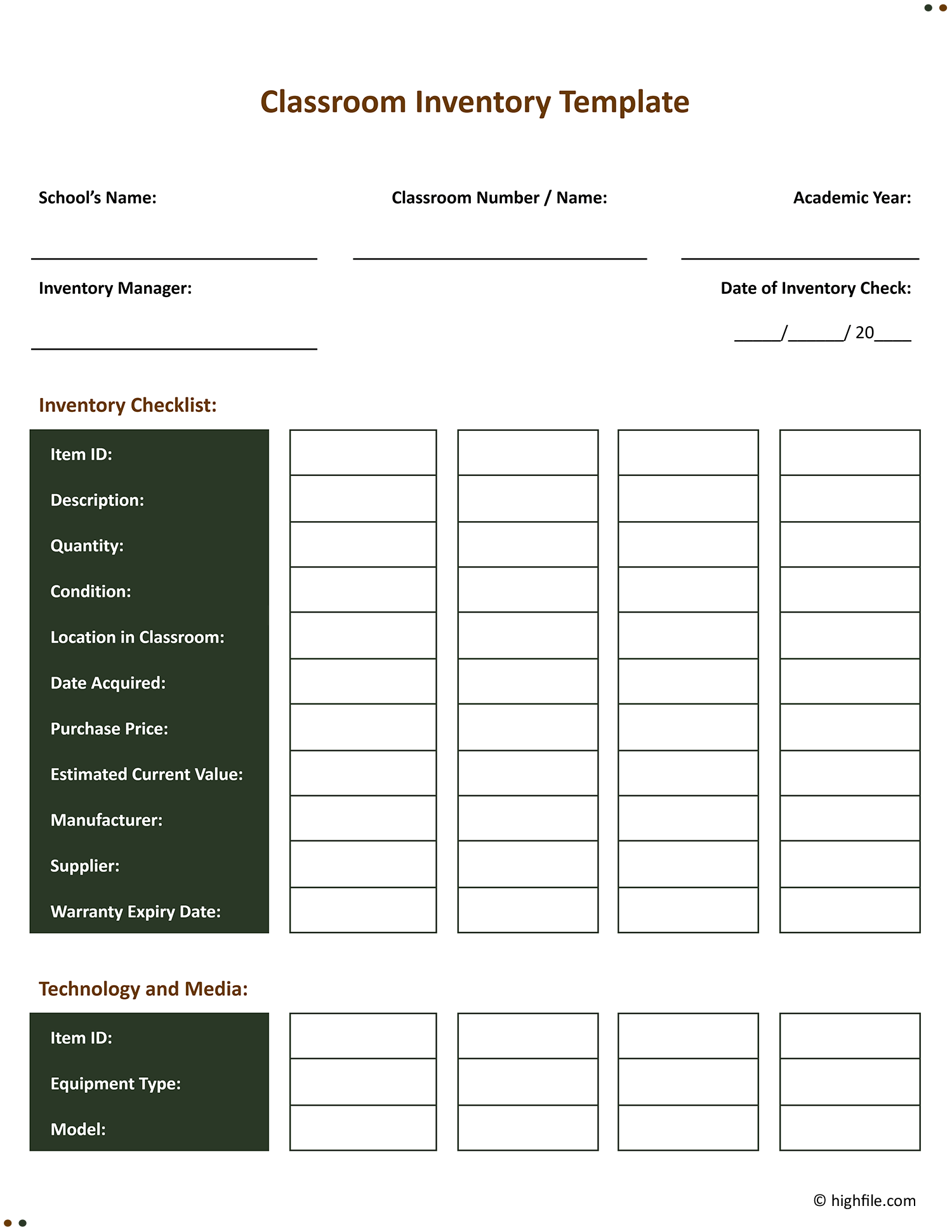 Data Inventory Template - Word | Google Docs - Highfile Data Inventory Template - Word | Google Docs - Highfile