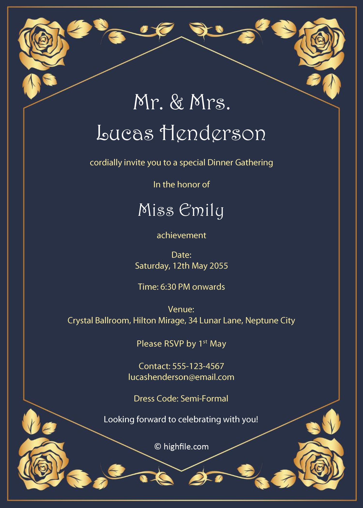 Dinner Invitation Template - Word | Adobe Illustrator - Highfile