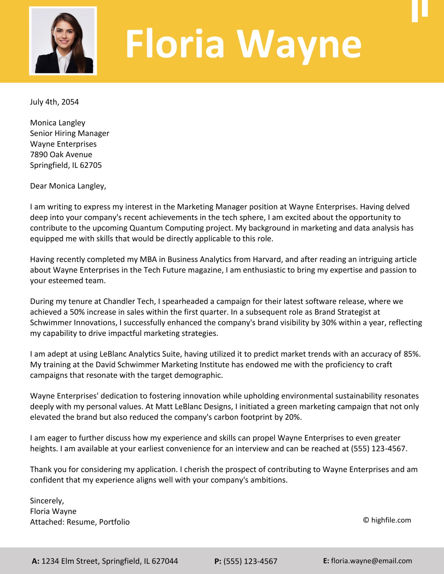 General Outline for a Cover Letter - Word | Google Docs - Highfile