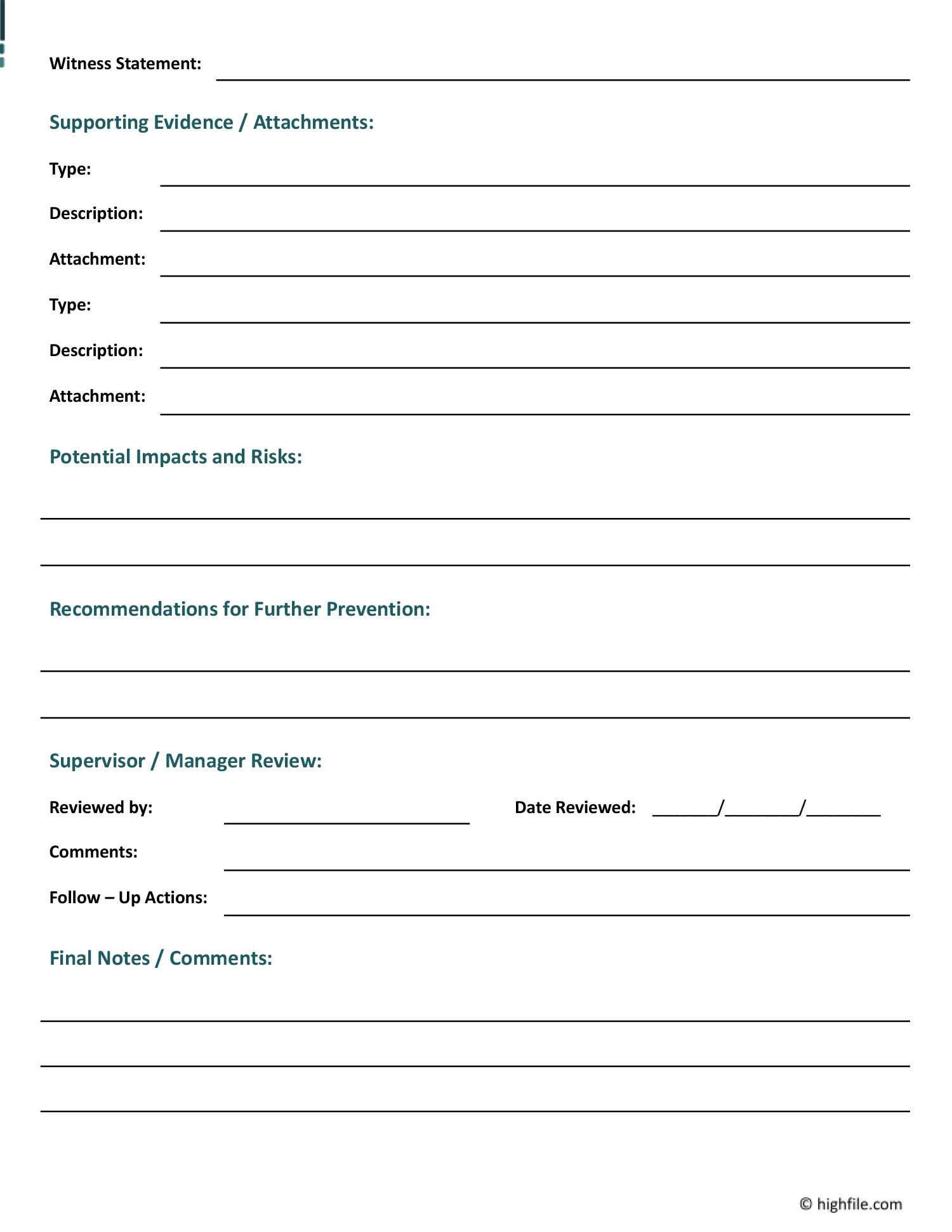 Incident Report Template - Word | Google Docs - Highfile