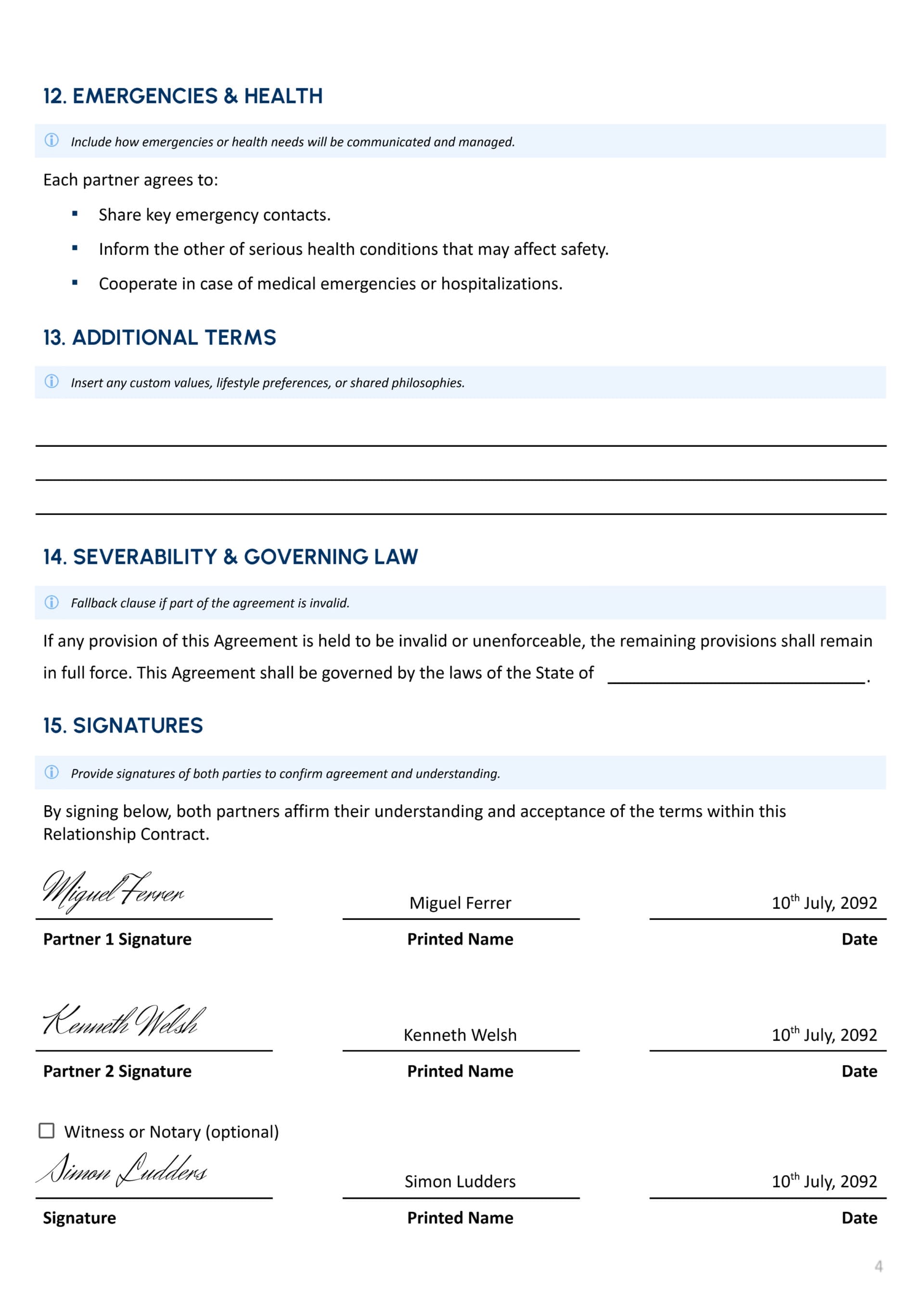 Relationship Contract Template - Word | Google Docs - Highfile