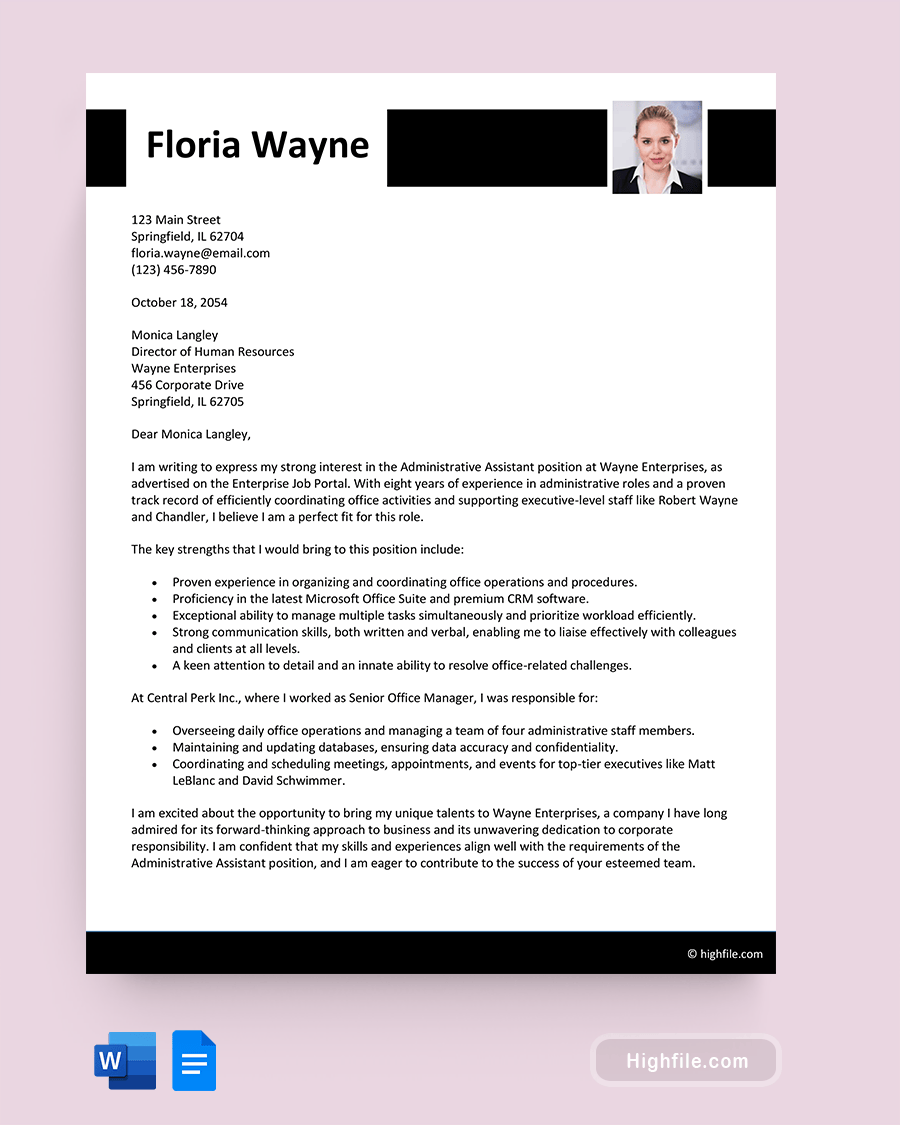 Simple Cover Letter Template - Word | Google Docs - Highfile